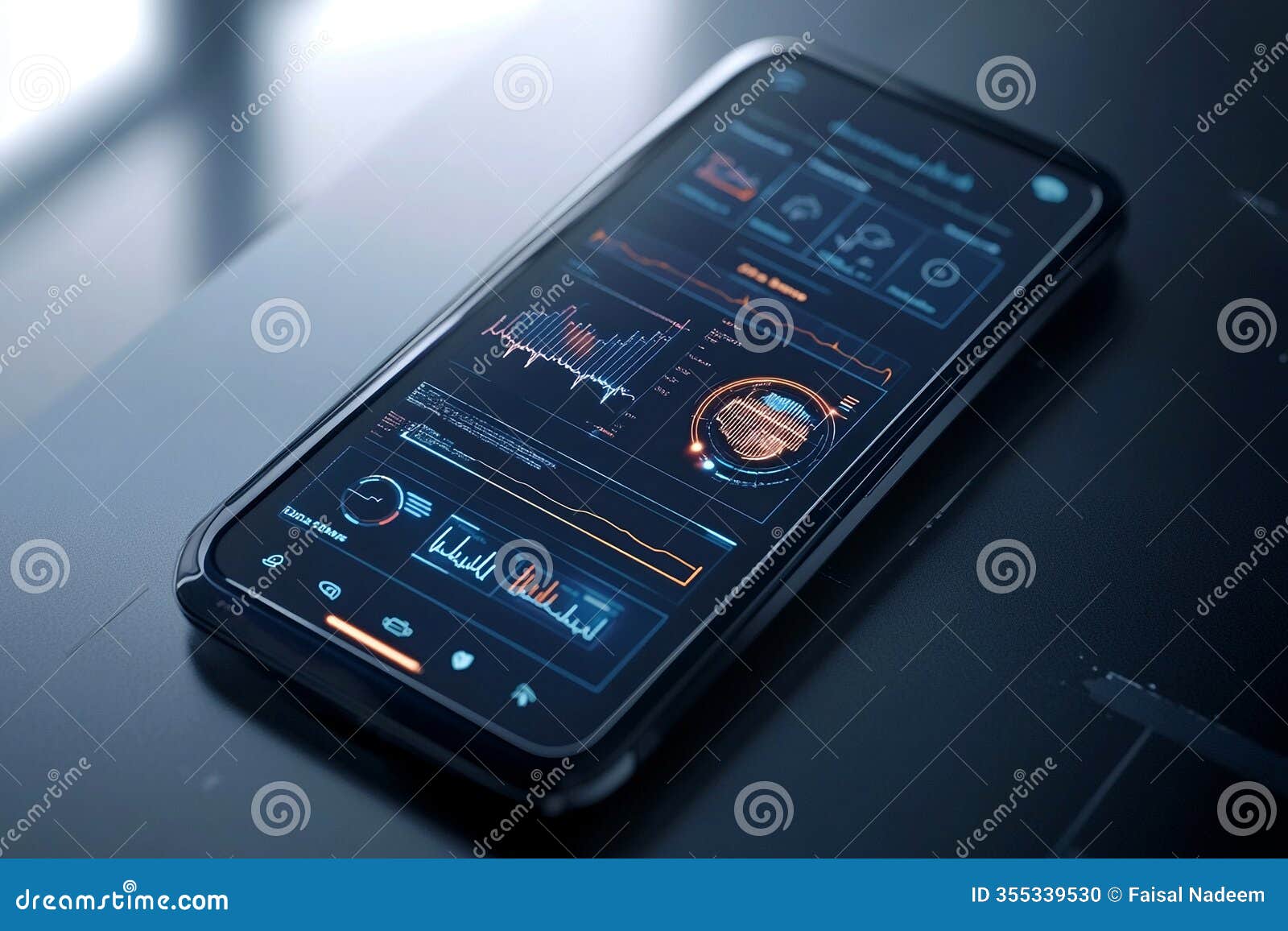 Futuristic Smartphone Interface Digital Data Analytics Screen Modern ...