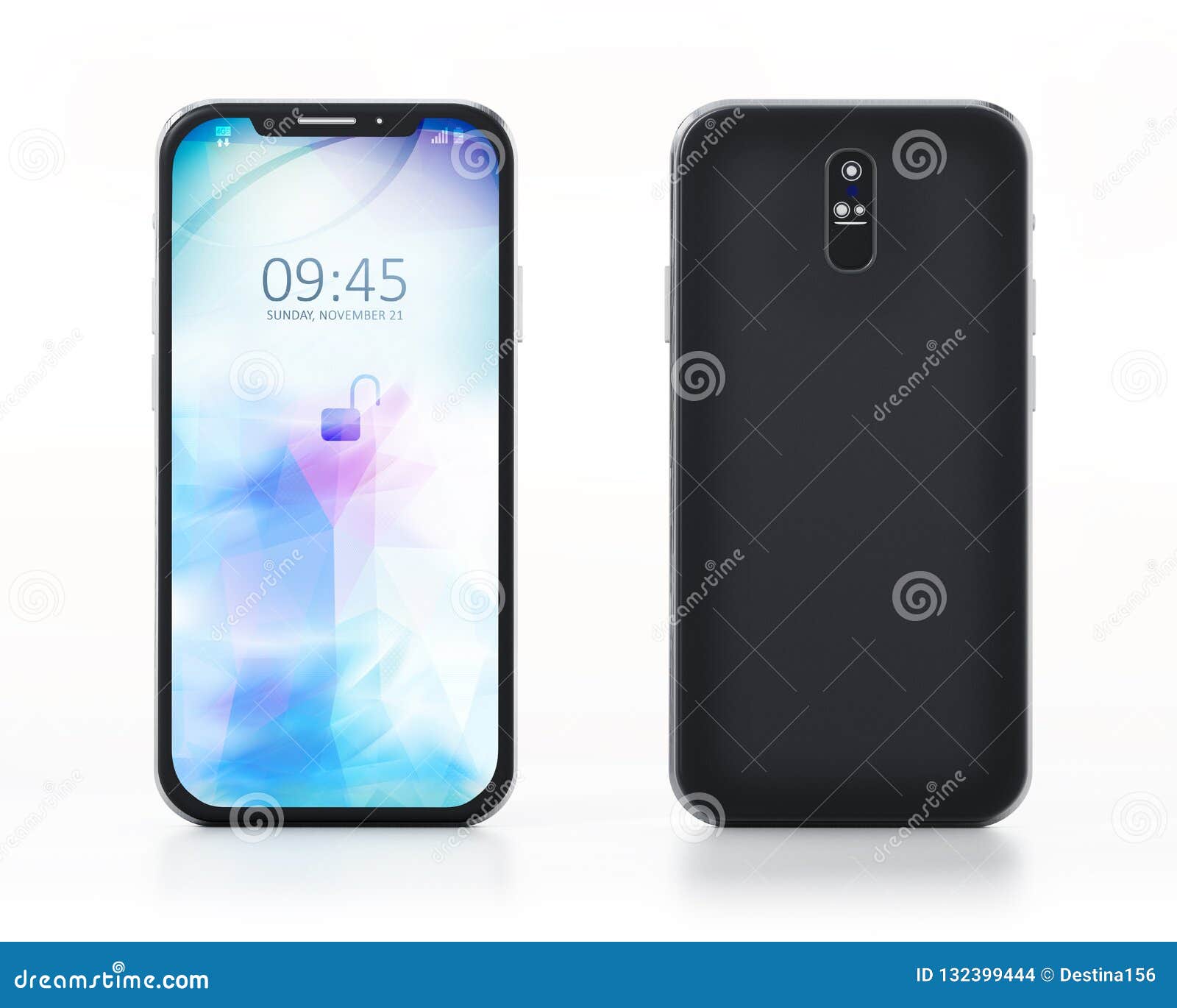 Modern Smartphone with Generic Wallpaper on the Display. 3D ...