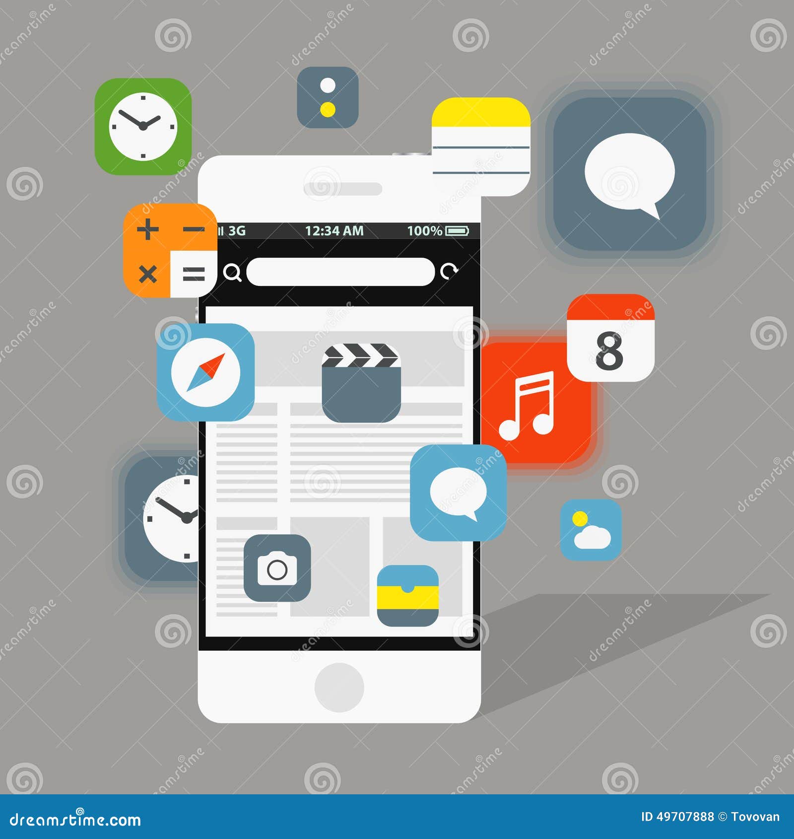 Modern Smartphone Interface Elements Stock Vector - Illustration of ...