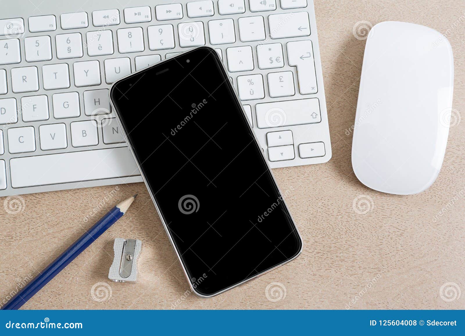 Modern Smartphone on a Keyboard Stock Illustration - Illustration of ...