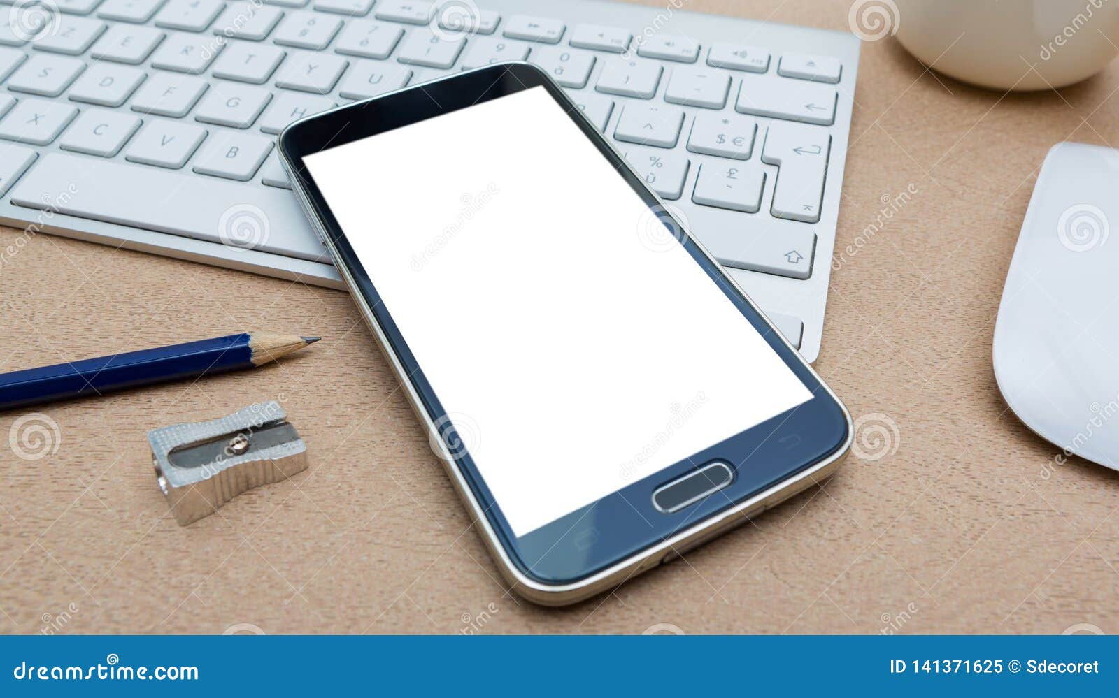 Modern Smartphone on a Keyboard Stock Illustration - Illustration of ...