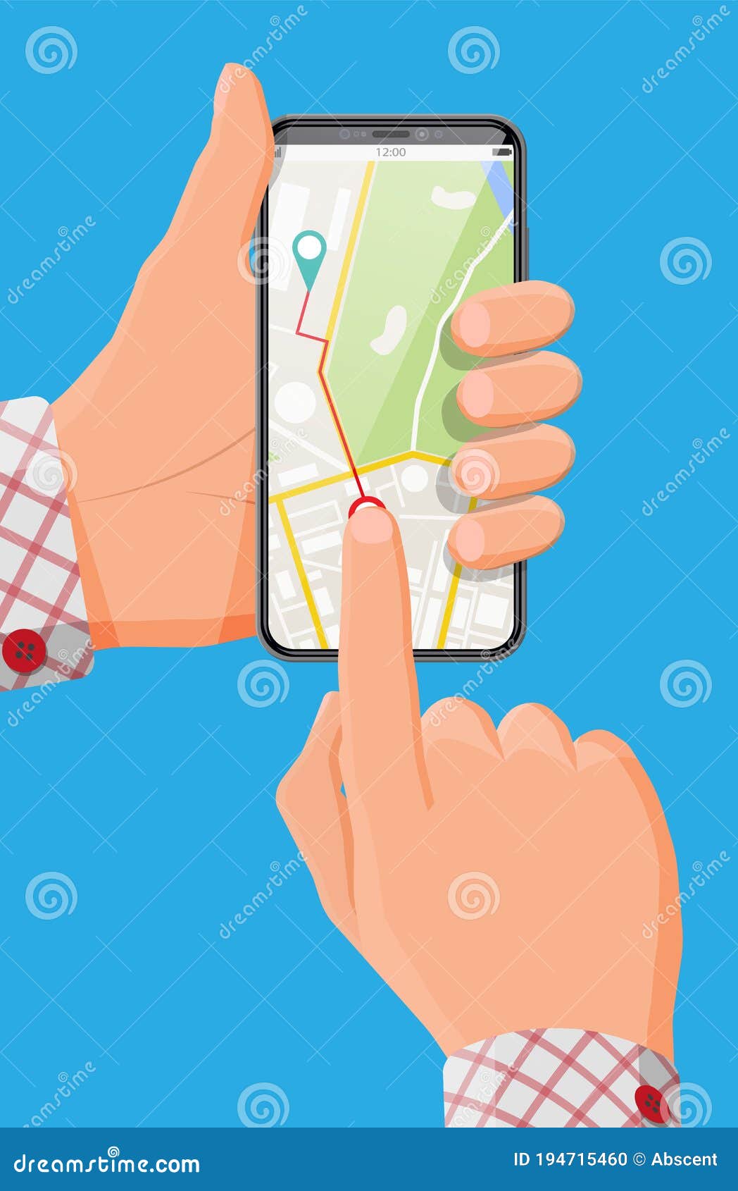 Modern Smartphone with Map and Marker in Hand Stock Vector ...