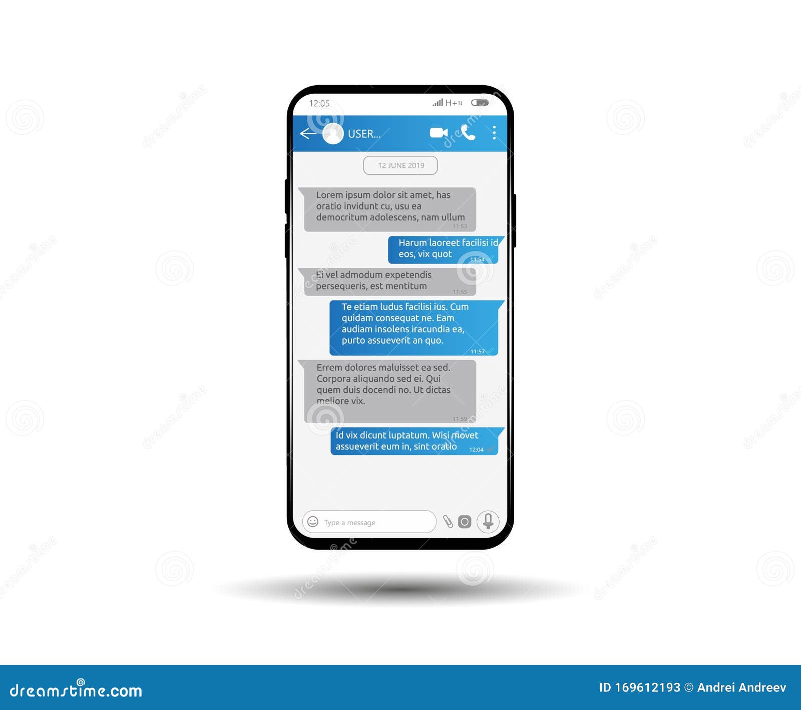 Modern Smartphone with Messenger App Window. Chatting and Messaging ...