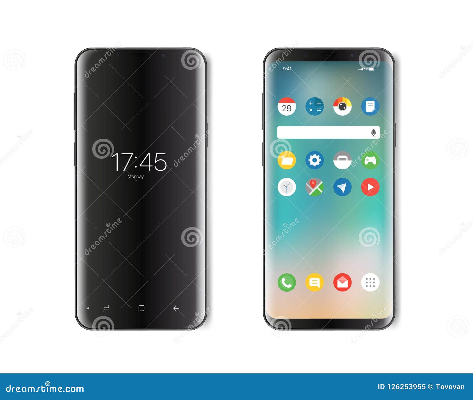 Modern Smartphone Mockup. on and Off Screen Stock Vector - Illustration ...