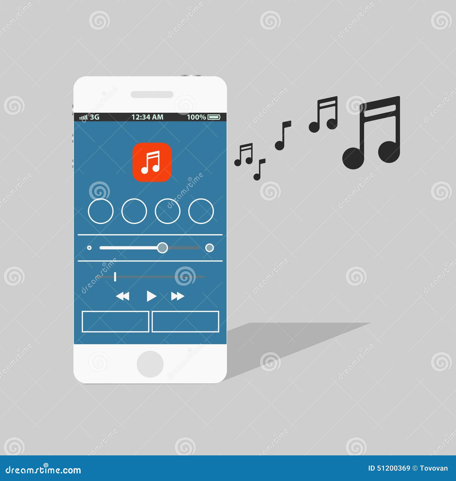 Modern Smartphone with the Music Player Stock Vector - Illustration of ...