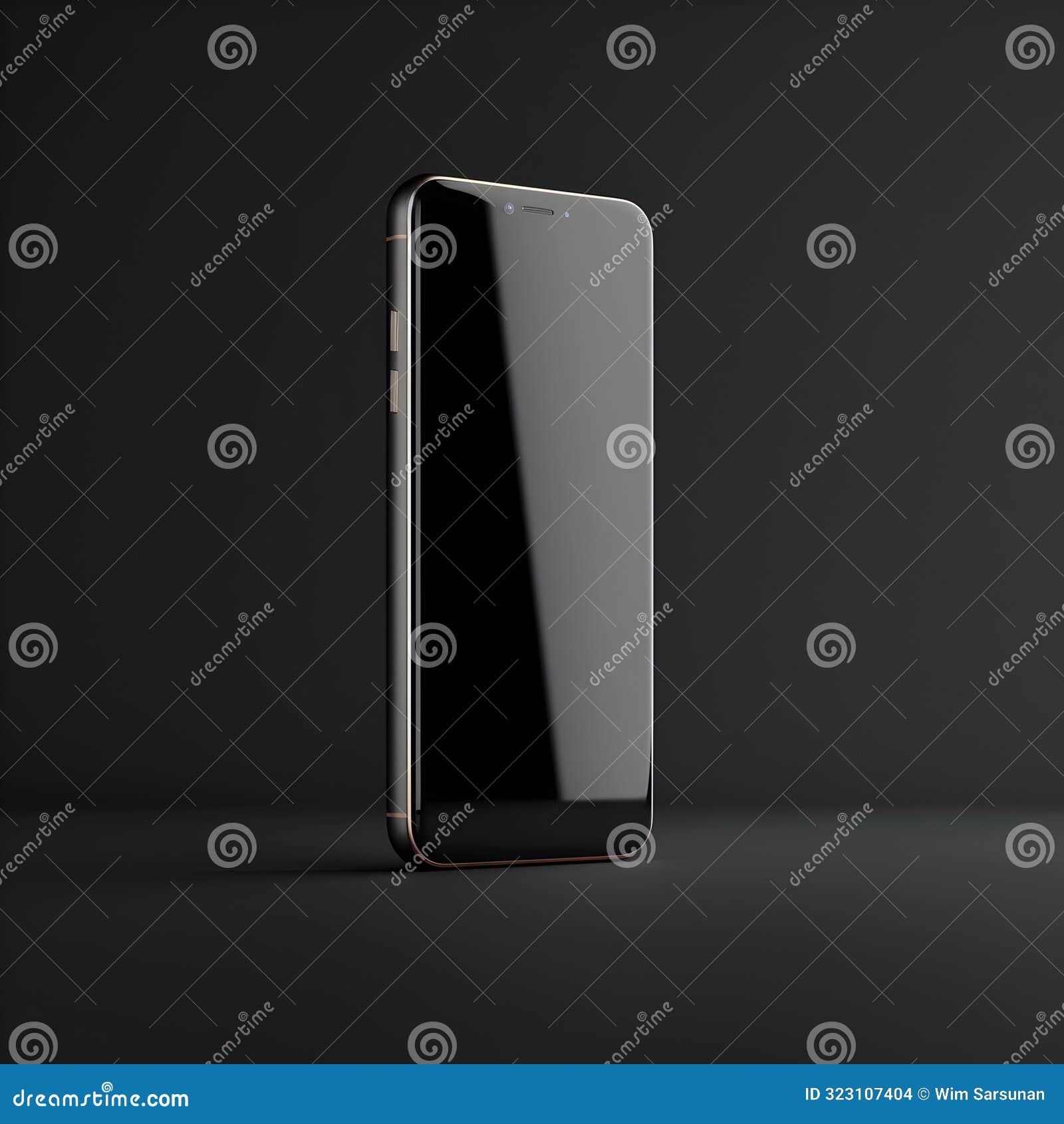 Modern Smartphone Placed In Rim Lighting,Isolated On Solid Black ...