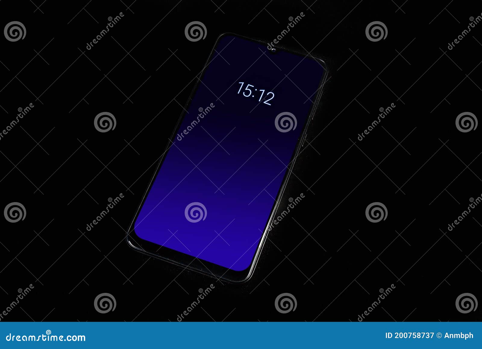 Modern Smartphone with Switched on Lock Screen with Digital Clock Stock ...