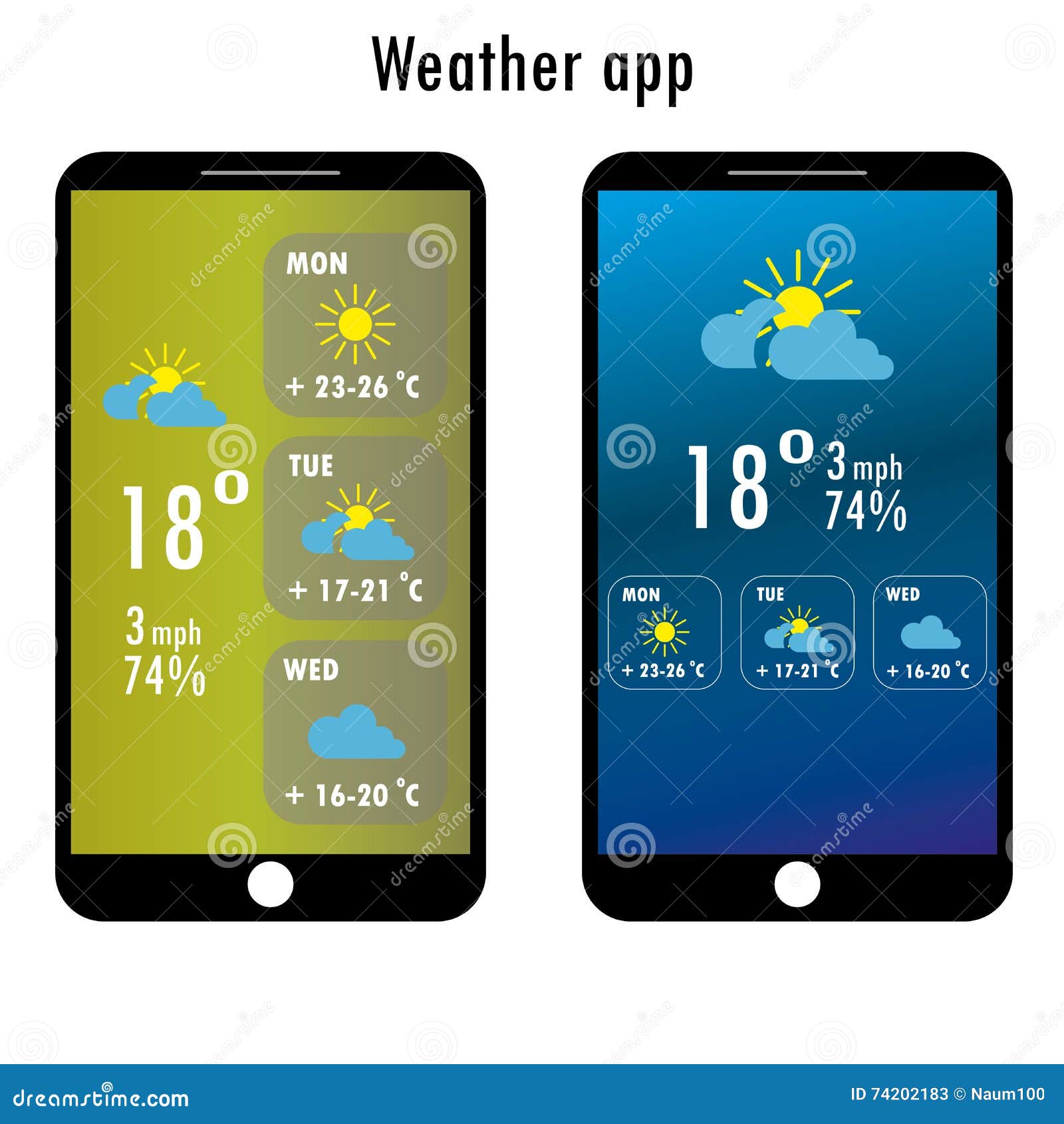 Modern Smartphone with Weather App Stock Vector - Illustration of ...