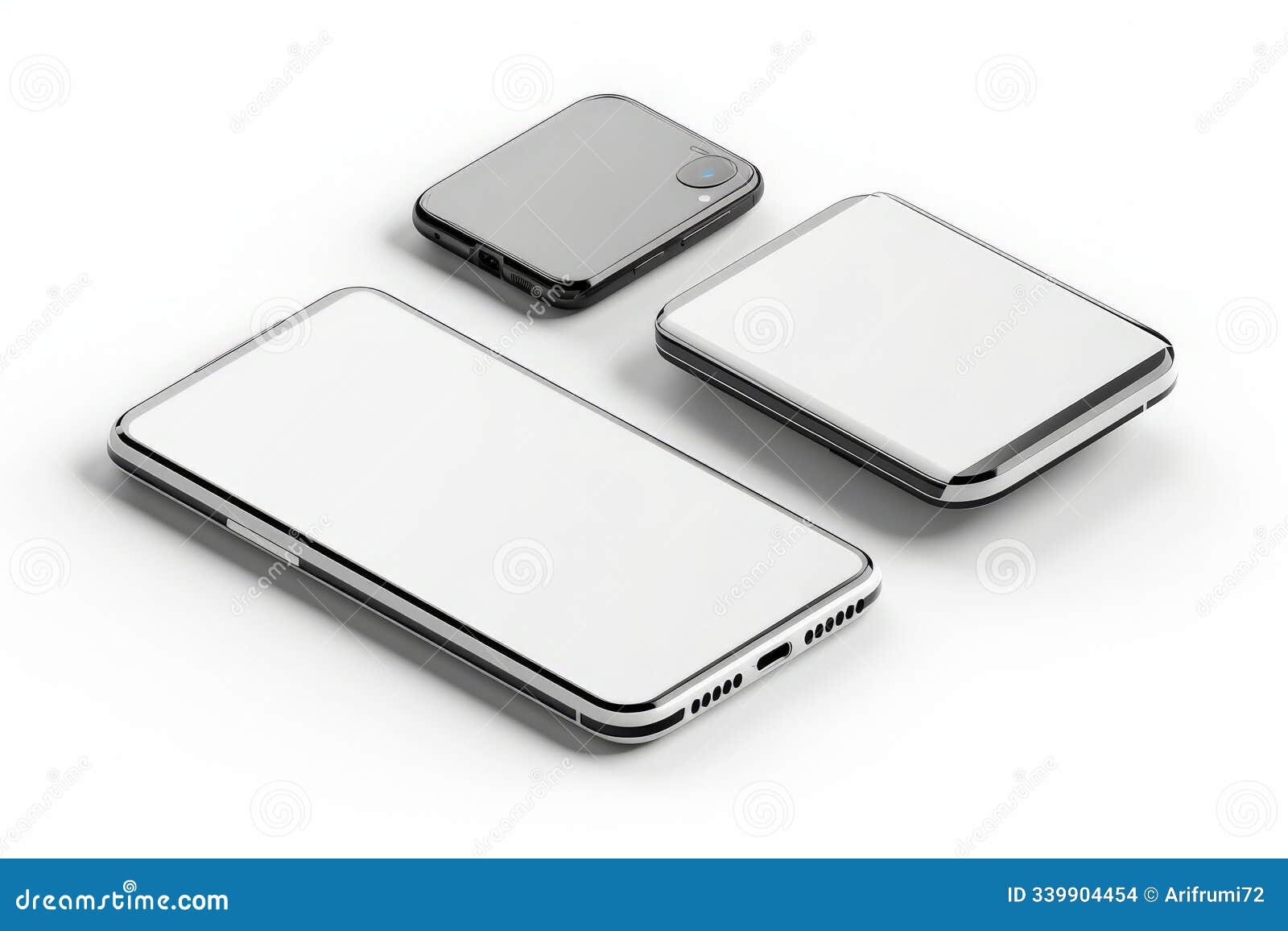 Modern Smartphone with White Screen Display, Different Angles Views ...