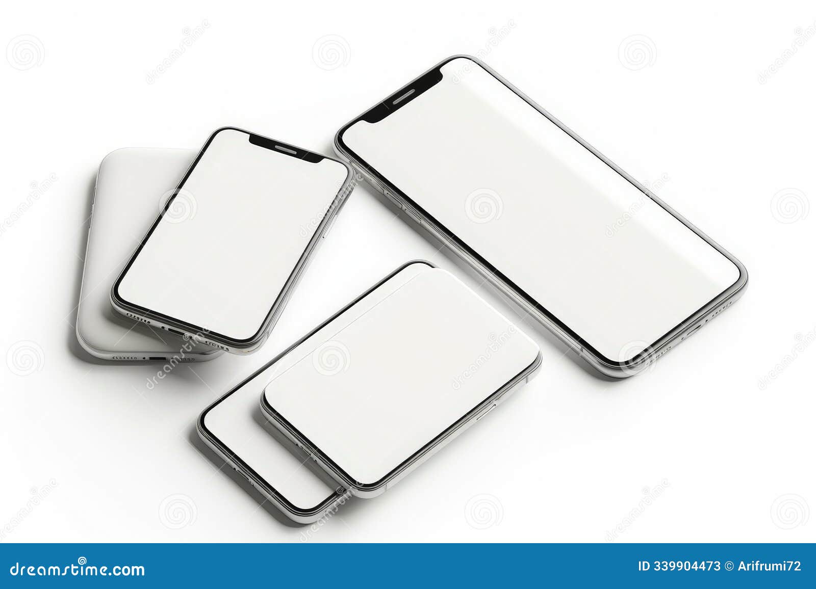 Modern Smartphone with White Screen Display, Different Angles Views ...