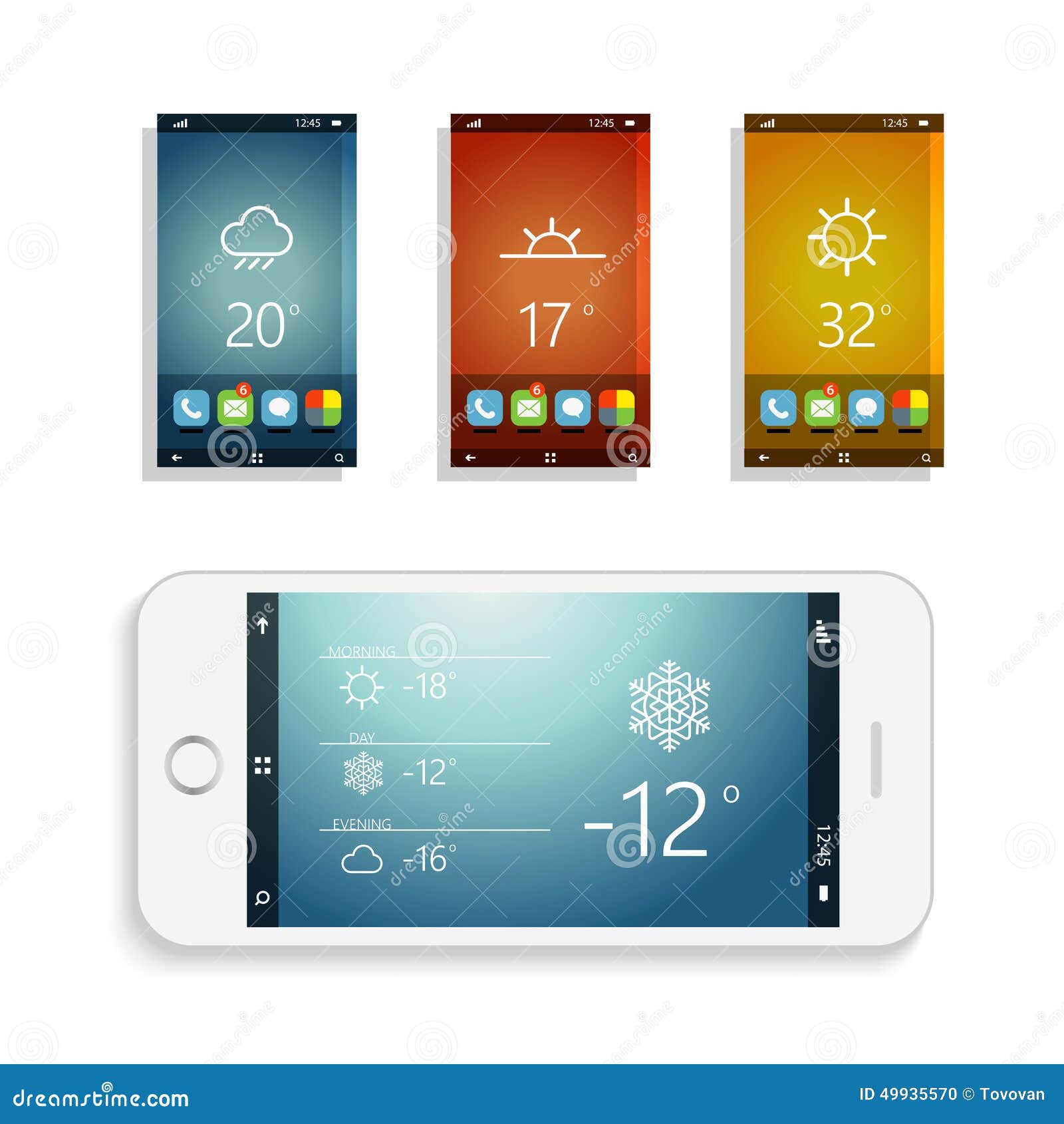 Modern Smartphones with Different Application Screens Stock Vector ...