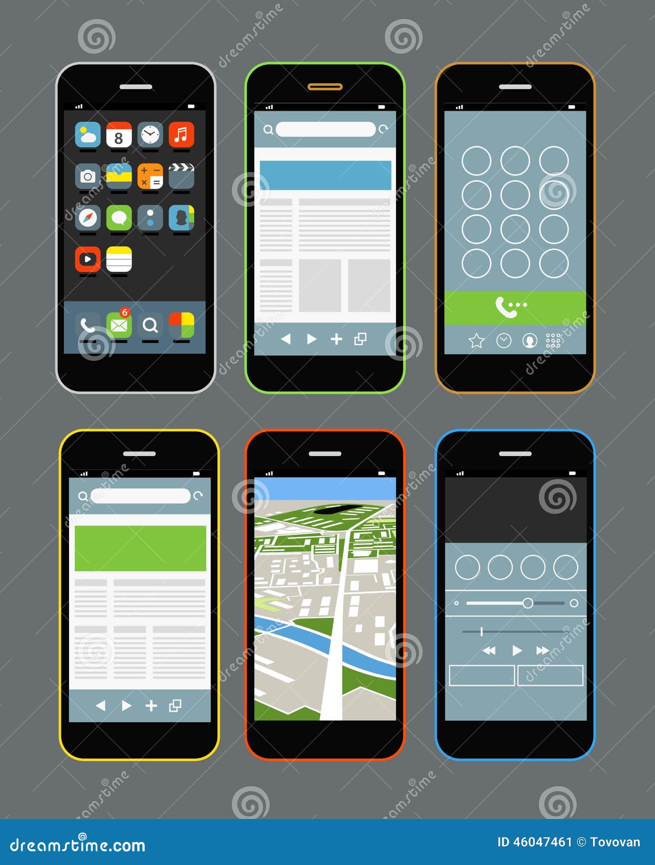 Modern Smartphones with Different Applications Stock Vector ...
