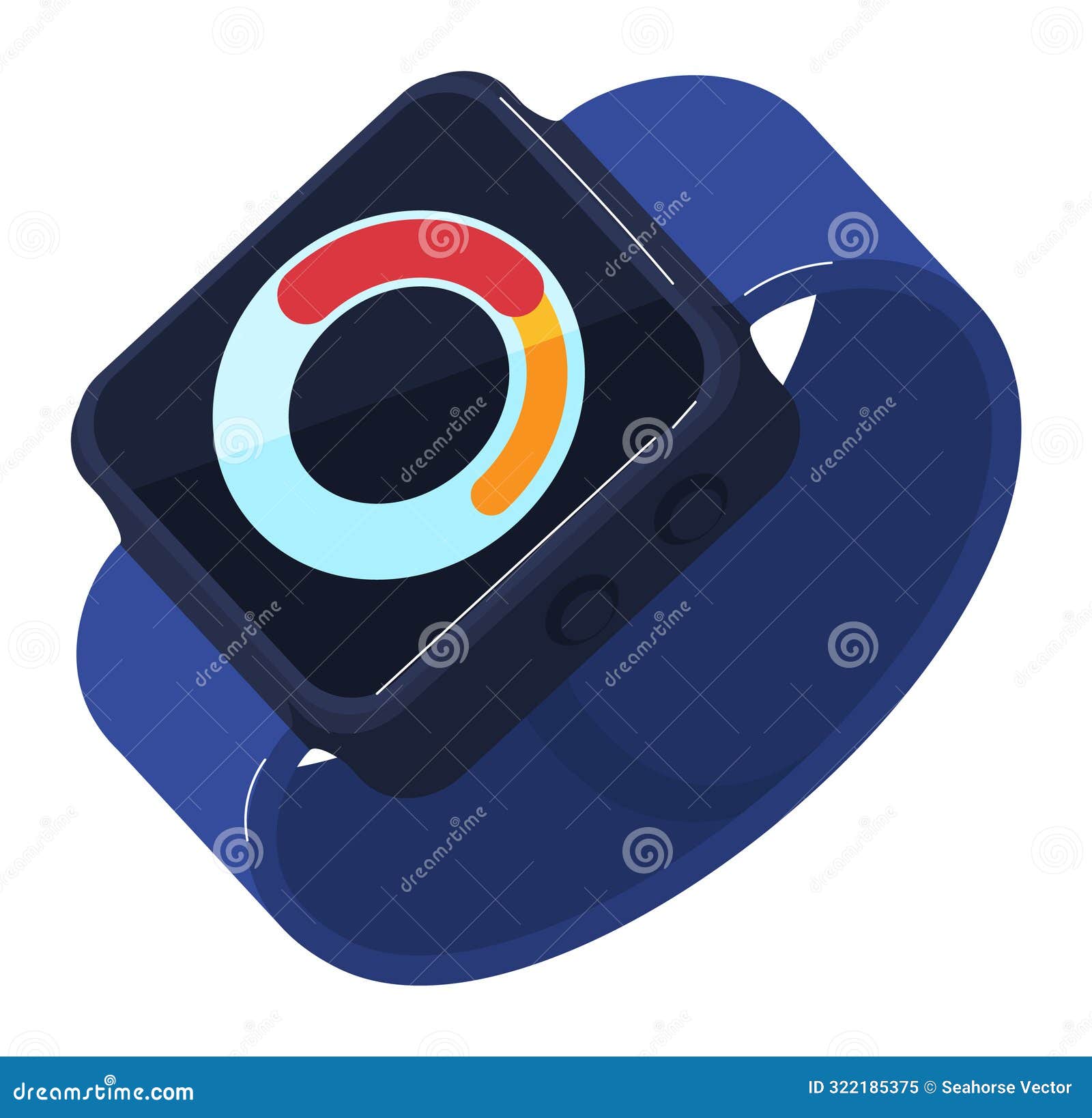 Smartwatch With A Blue Casing And Dark Strap, Displaying A User ...