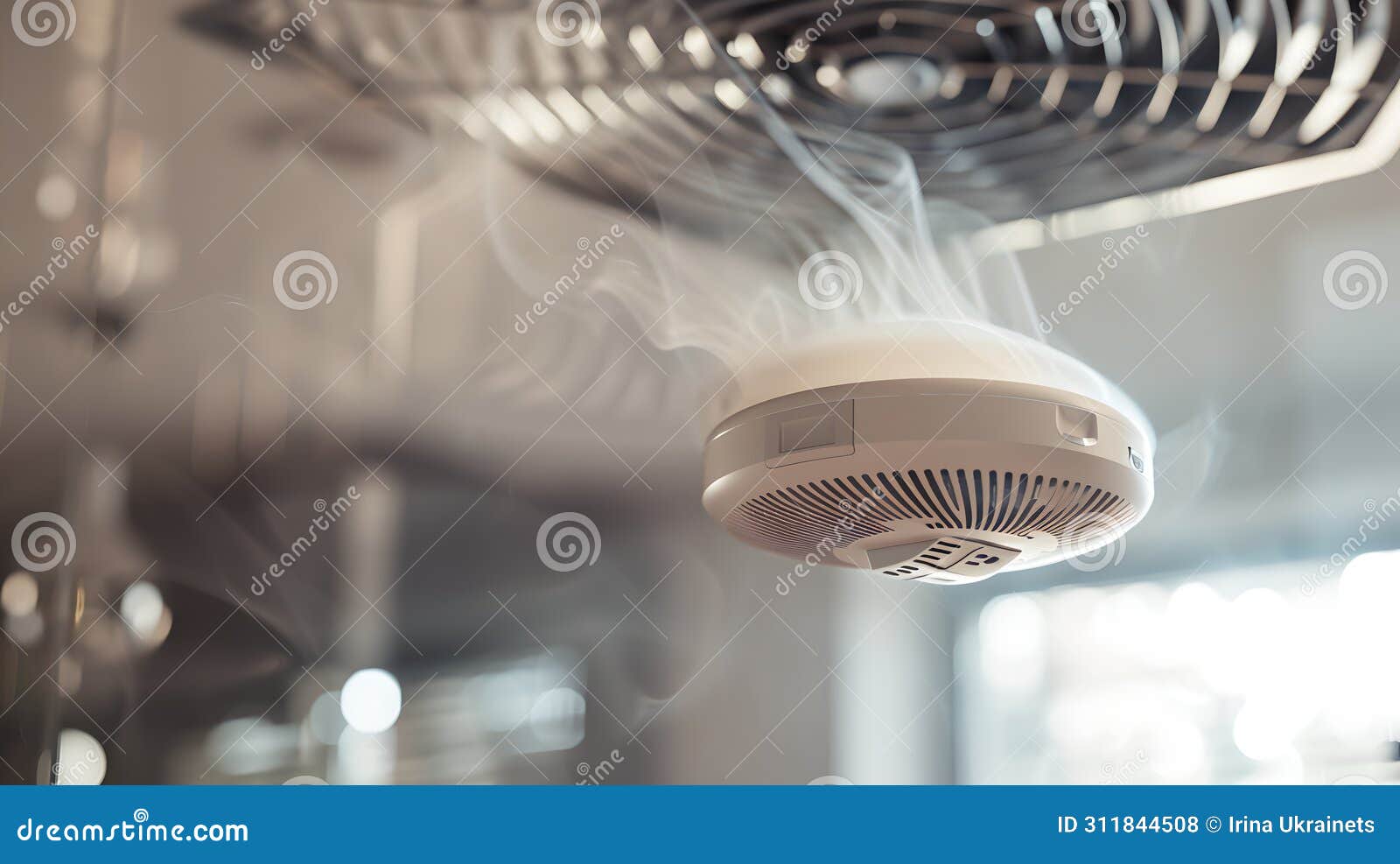 Modern Smoke Detector in Action, Safety Equipment at Work, Home ...