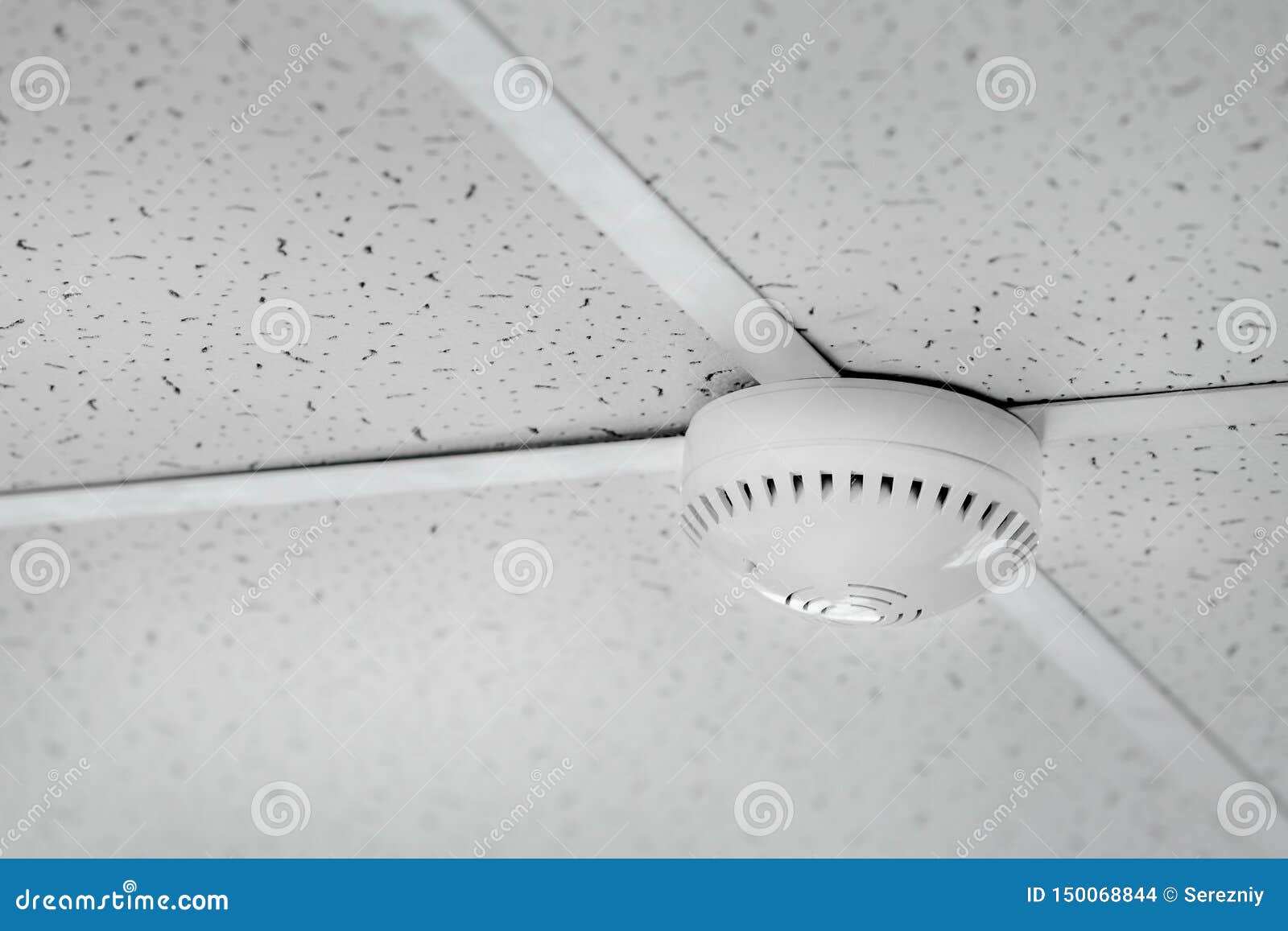 Modern Smoke Detector on Ceiling Indoors Stock Photo - Image of modern ...