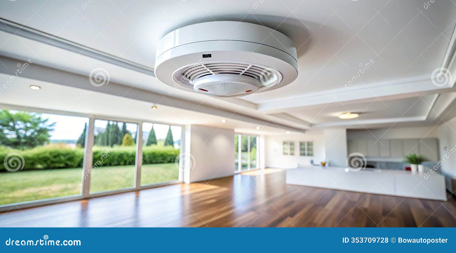 Modern Smoke Detector Ceiling Mount in a Minimalist White Interior ...