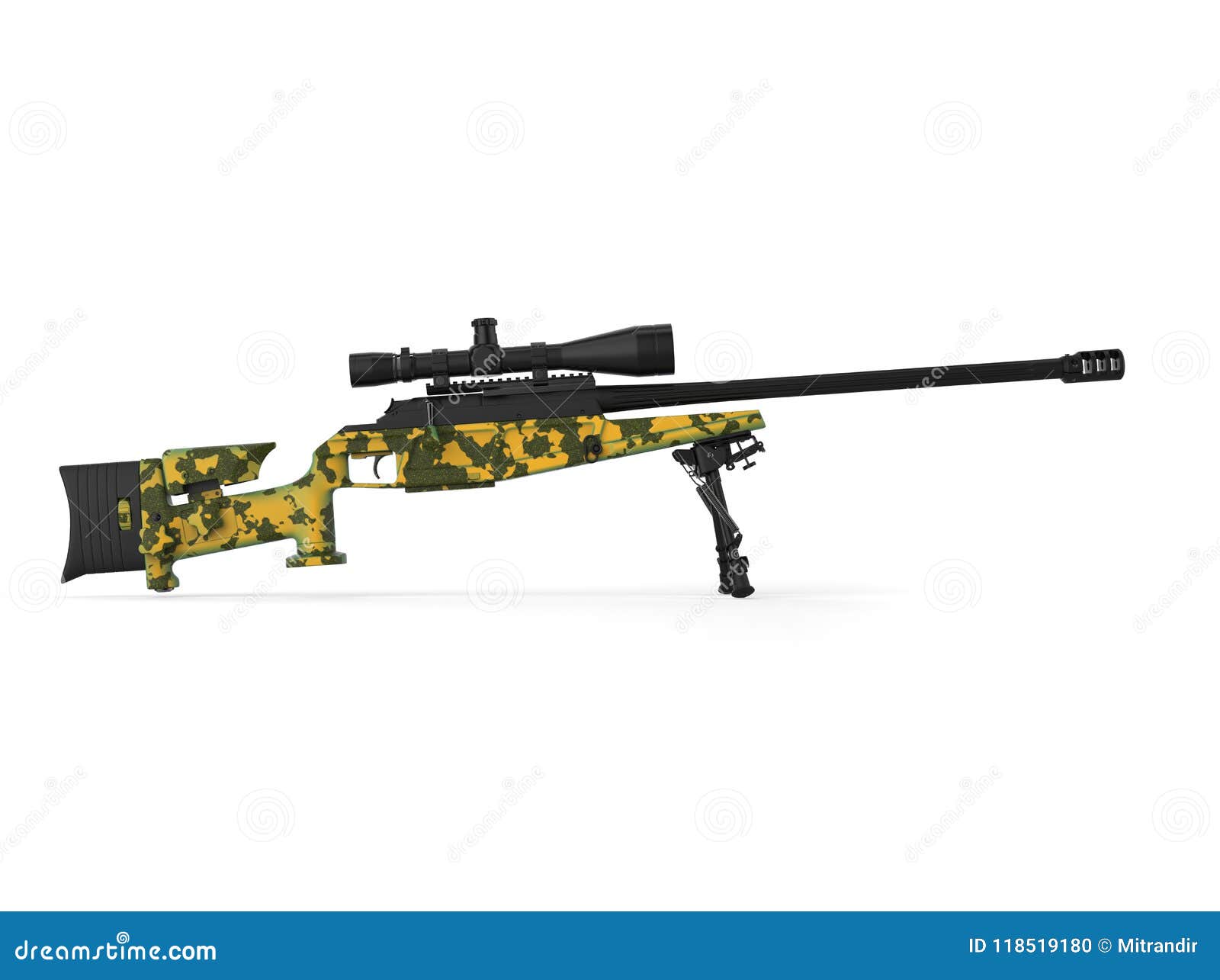Modern Sniper Rifle - Green Camo Pattern - Side View Stock Illustration ...