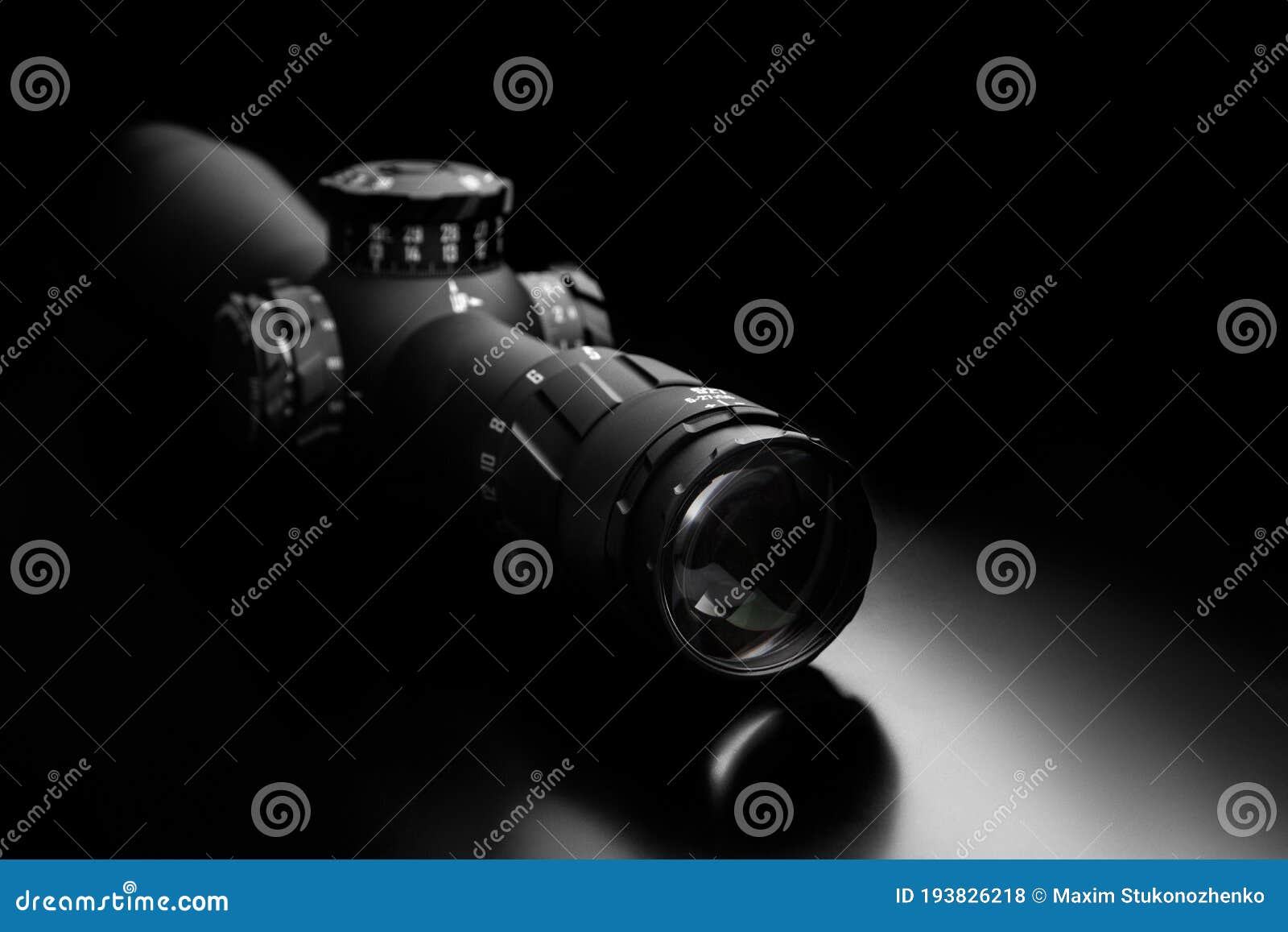 Modern Sniper Scope on a Dark Back. Optical Device for Aiming and ...