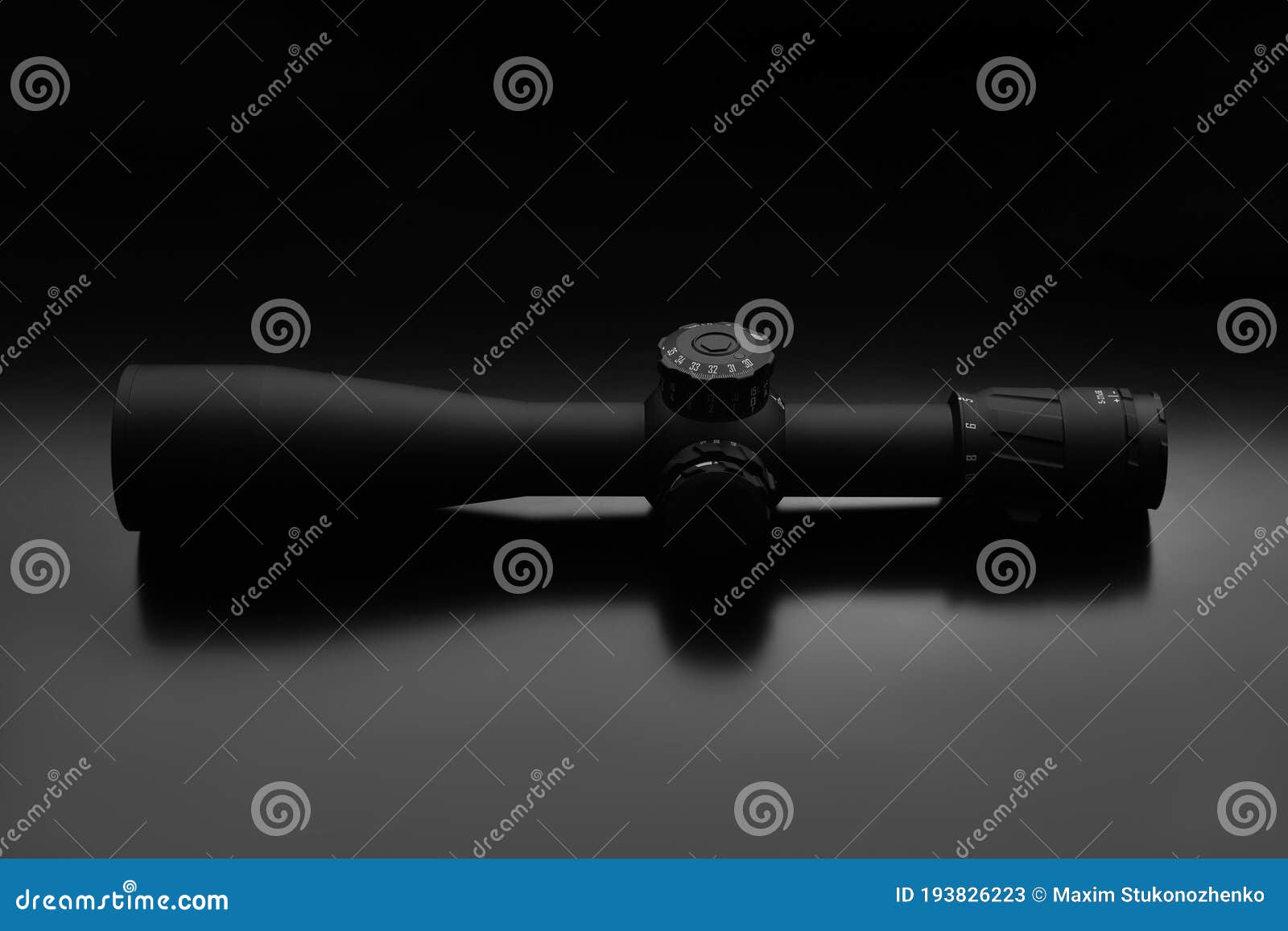 Modern Sniper Scope on a Dark Back. Optical Device for Aiming and ...