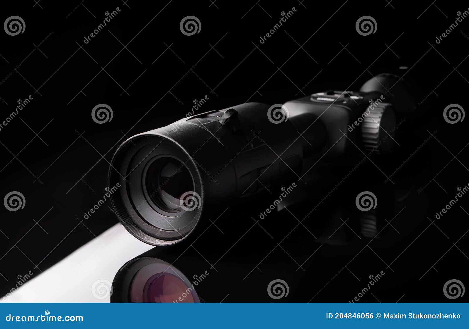 Modern Sniper Scope on a Dark Back. Optical Device for Aiming and ...