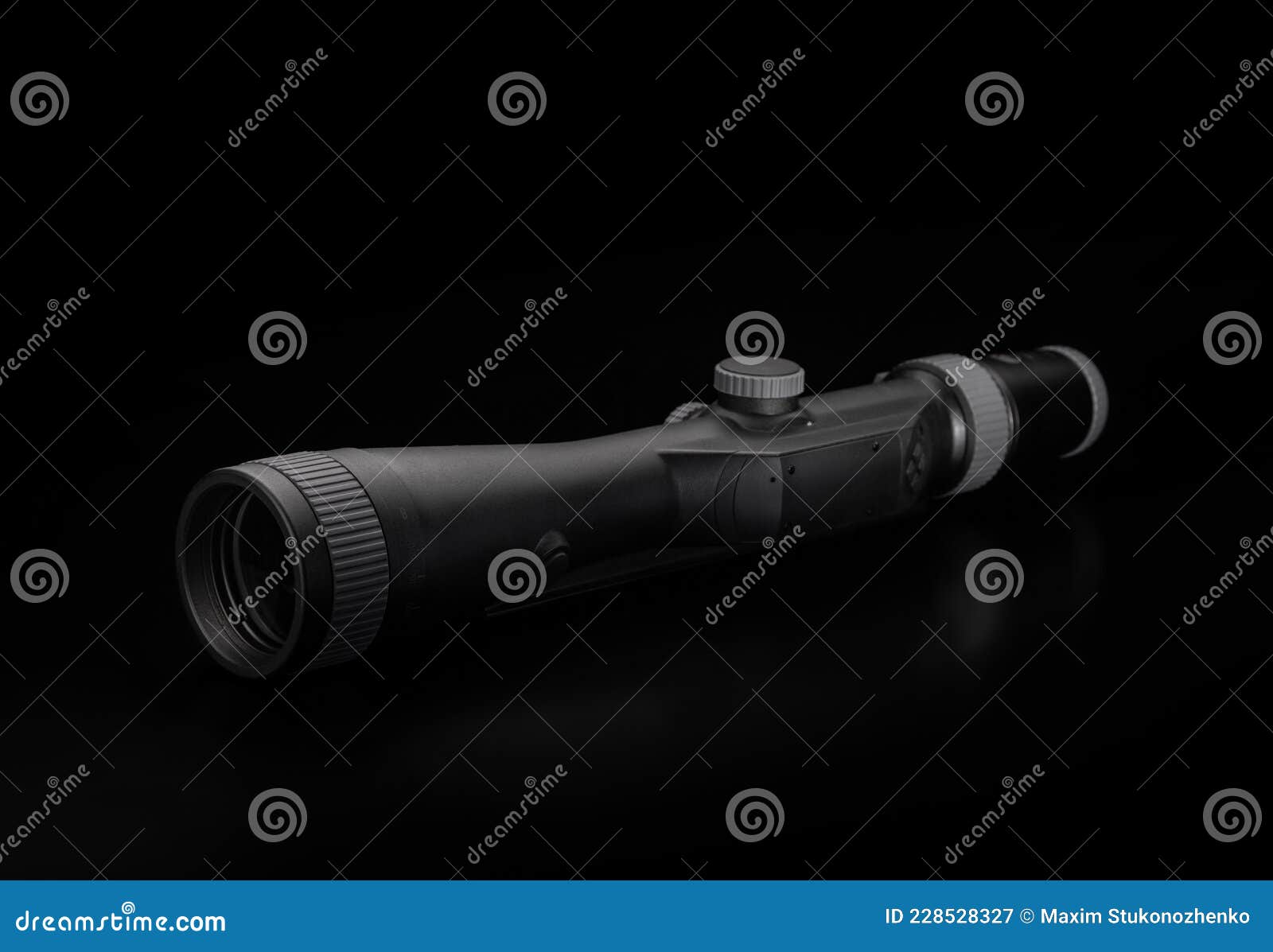 Modern Sniper Scope on a Dark Background. Optical Device for Aiming and ...