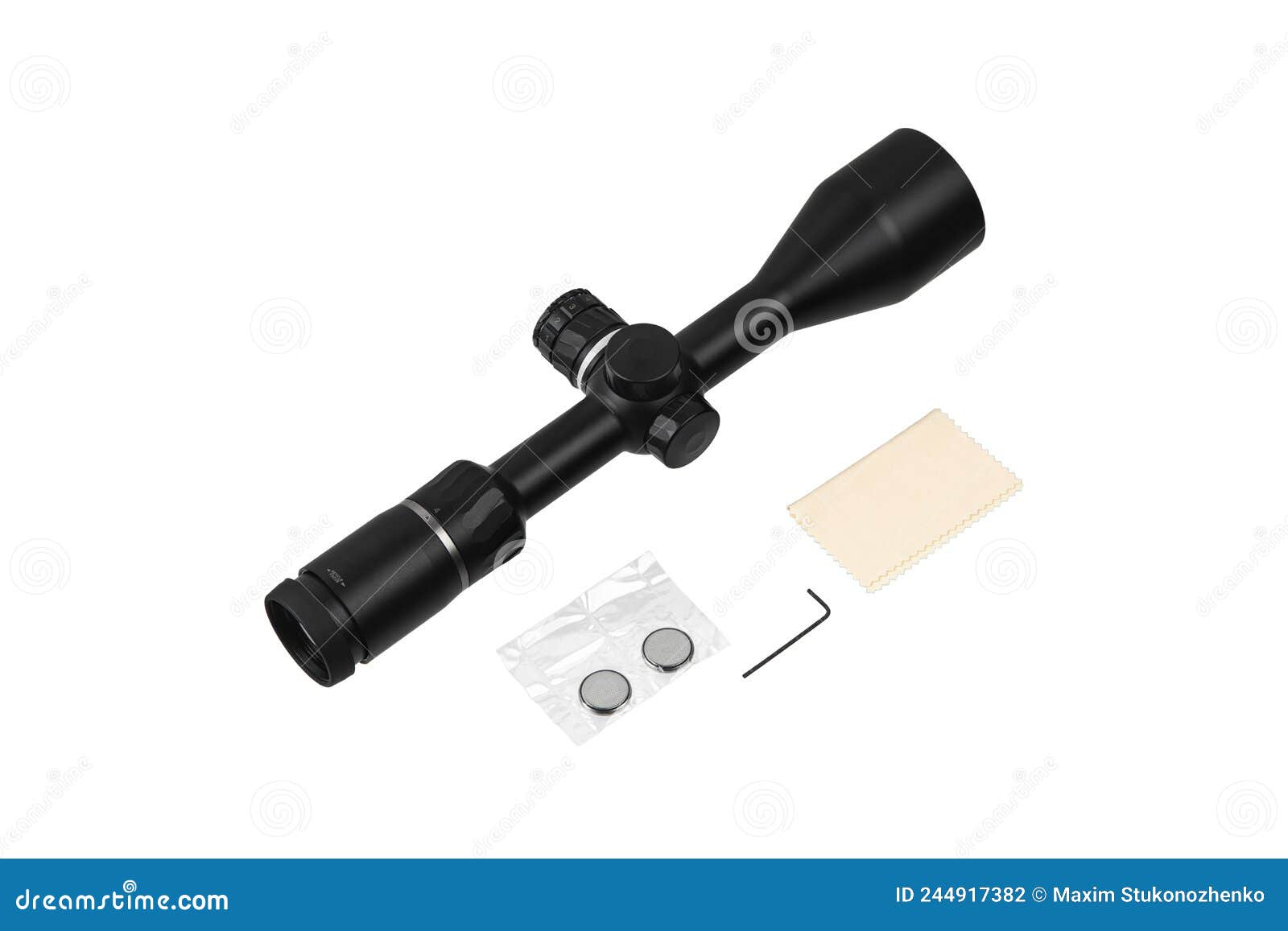 Modern Sniper Scope on a White Back. Optical Device for Aiming and ...