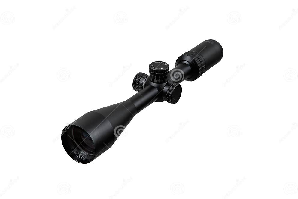 Modern Sniper Scope on a White Back. Optical Device for Aiming and ...