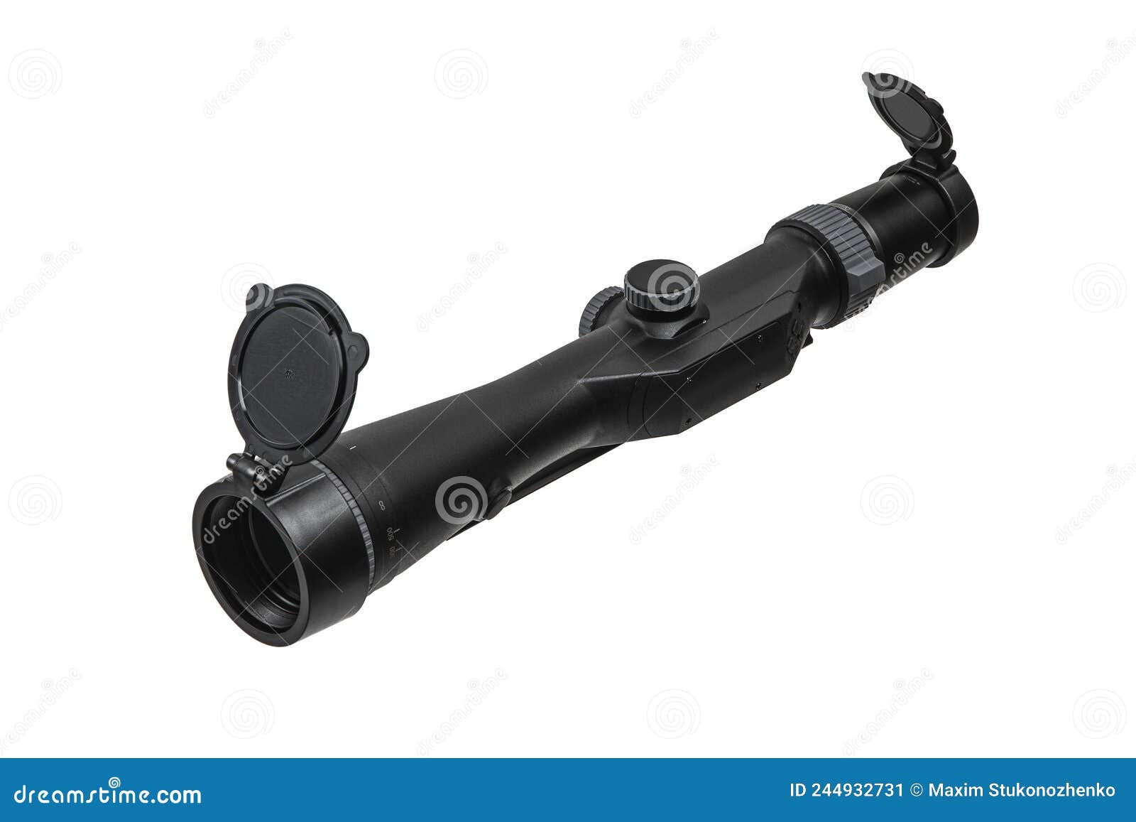 Modern Sniper Scope on a White Back. Optical Device for Aiming and ...