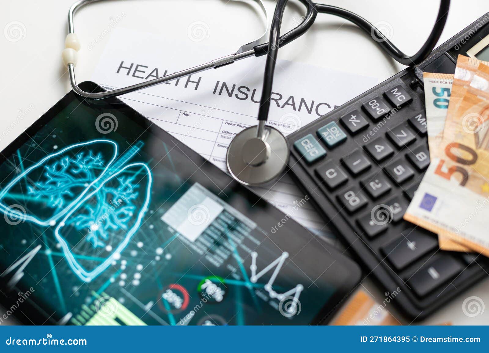 Modern Social Health Insurance Program. Tablet Computer with Healthcare ...