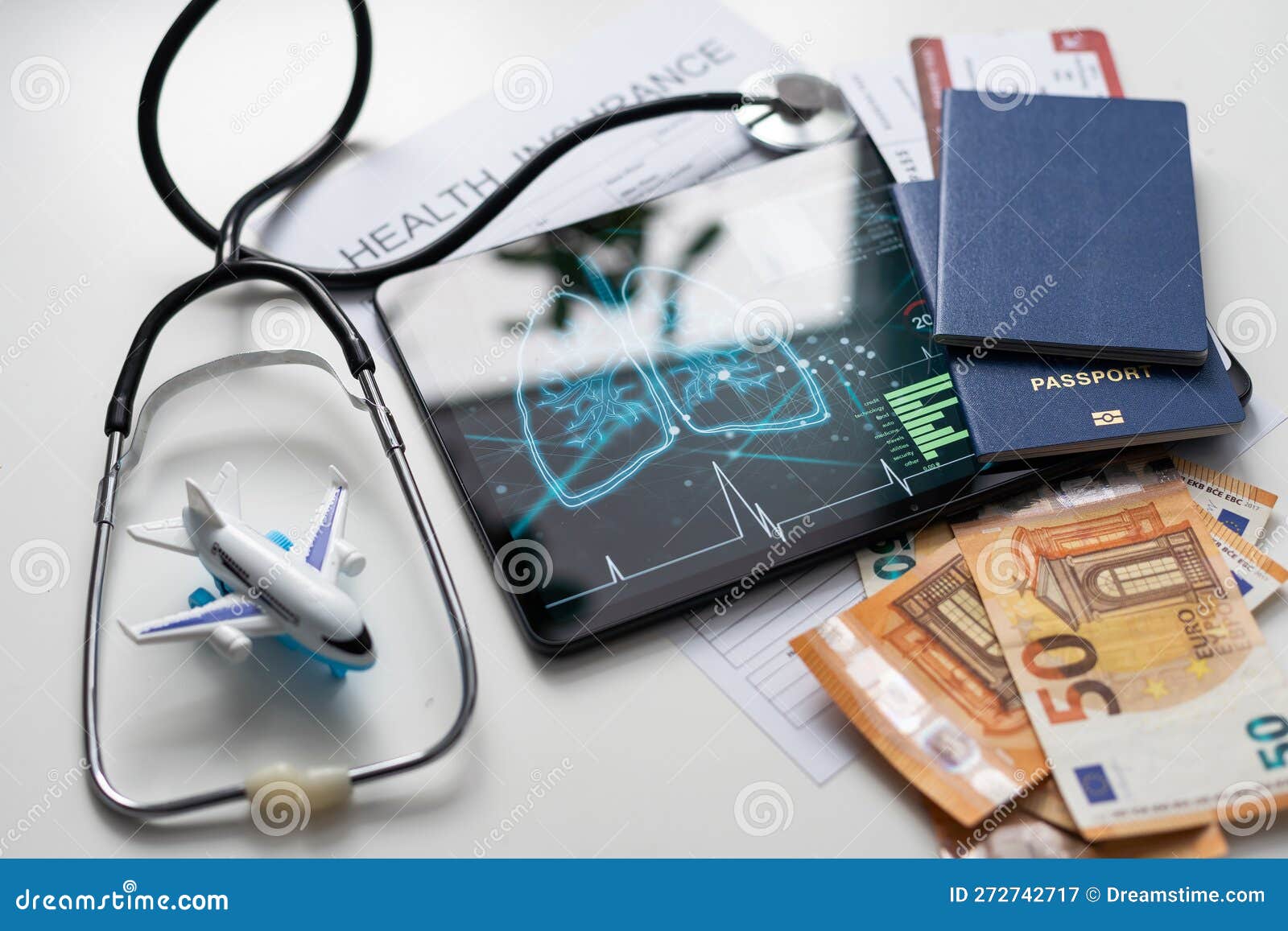 Modern Social Health Insurance Program. Tablet Computer with Healthcare ...