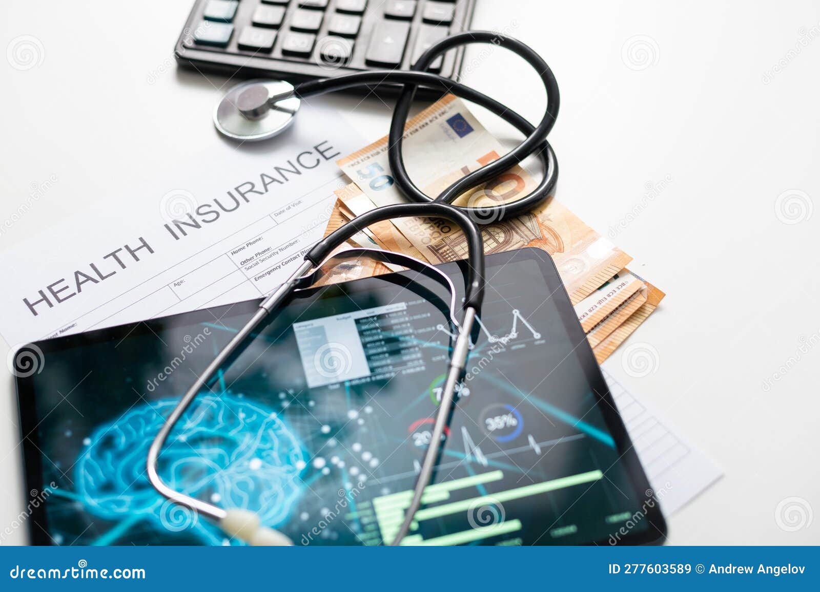 Modern Social Health Insurance Program. Tablet Computer with Healthcare ...