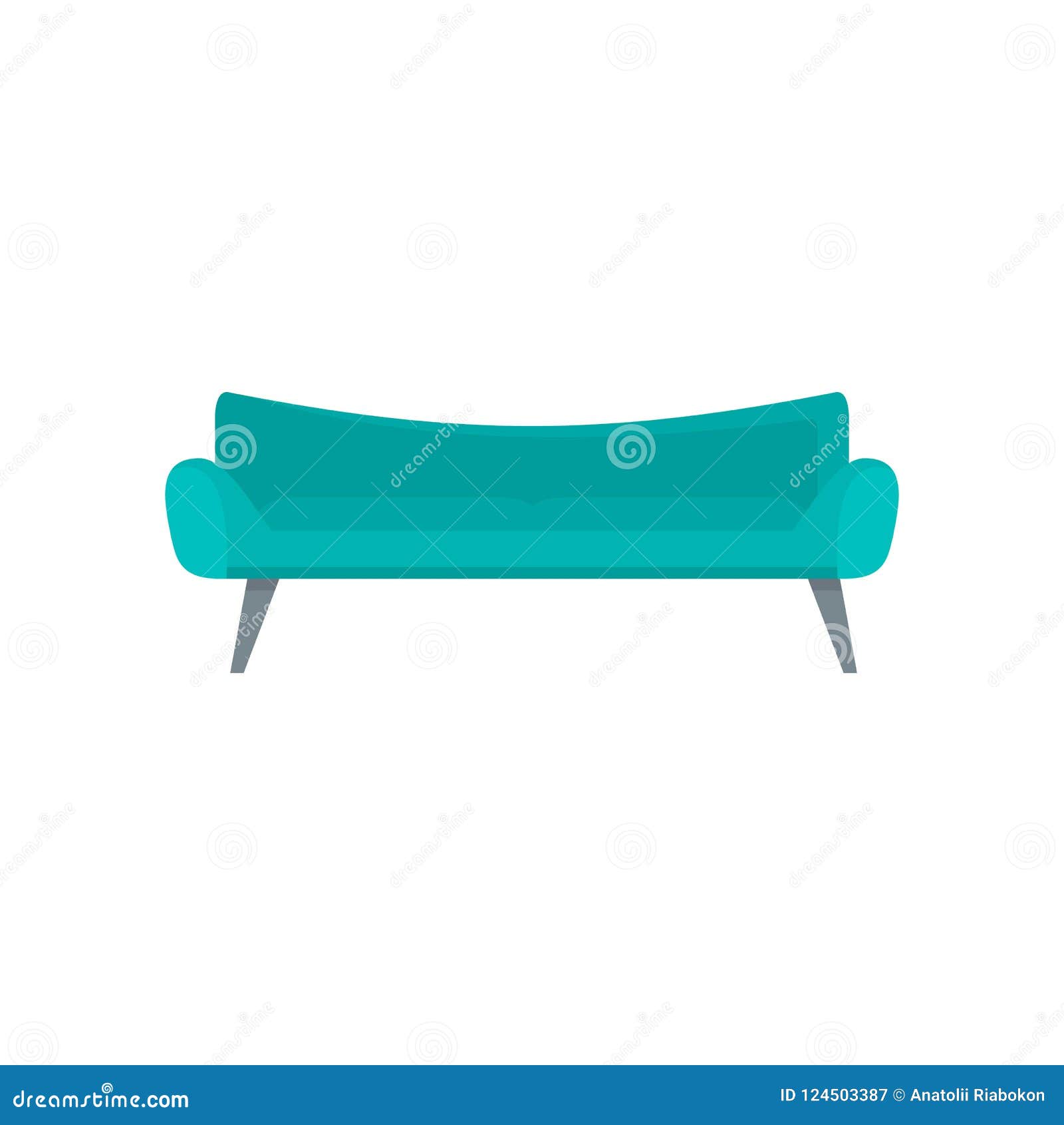 Modern Sofa Icon, Flat Style Stock Illustration - Illustration of cozy ...