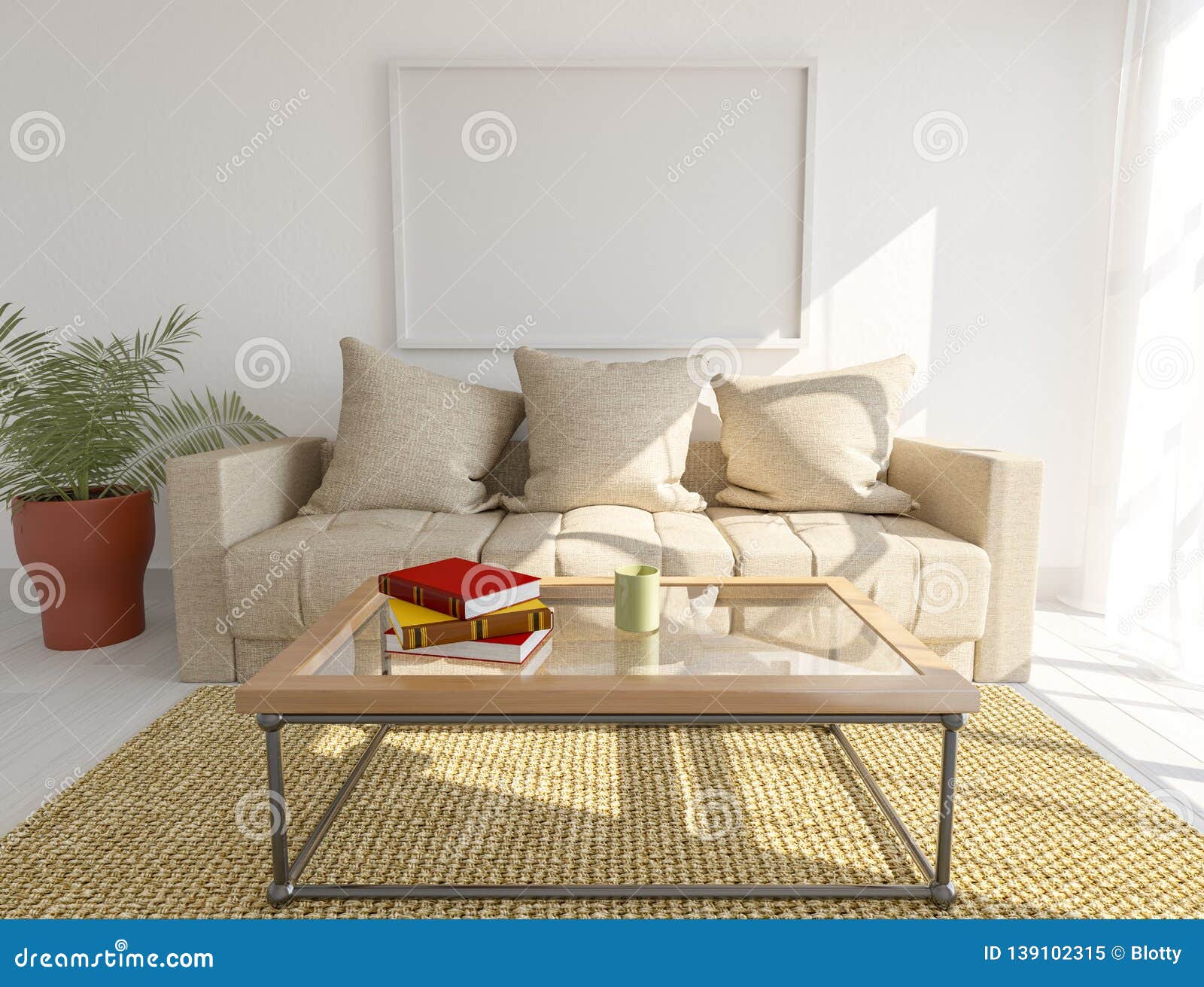 Modern Sofa in an Interior Room View Stock Illustration - Illustration ...