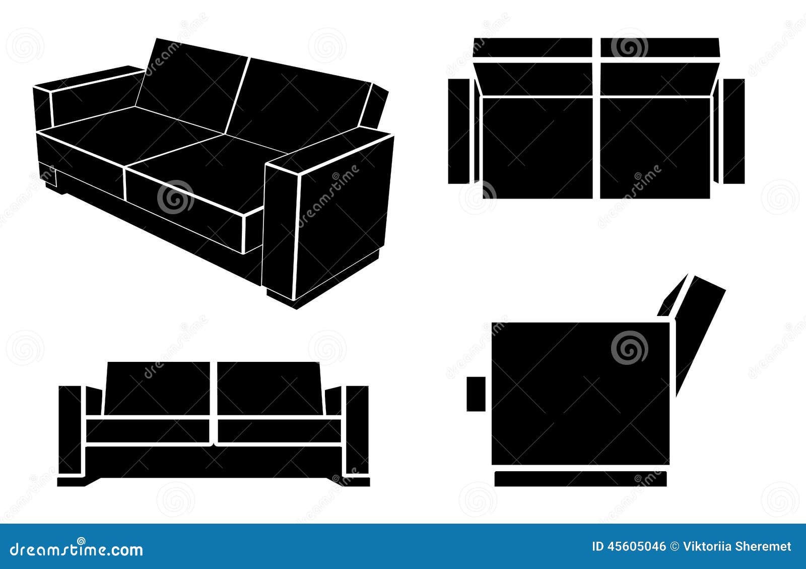 Modern Sofa Vector Illustration. Stock Vector - Illustration of seat ...