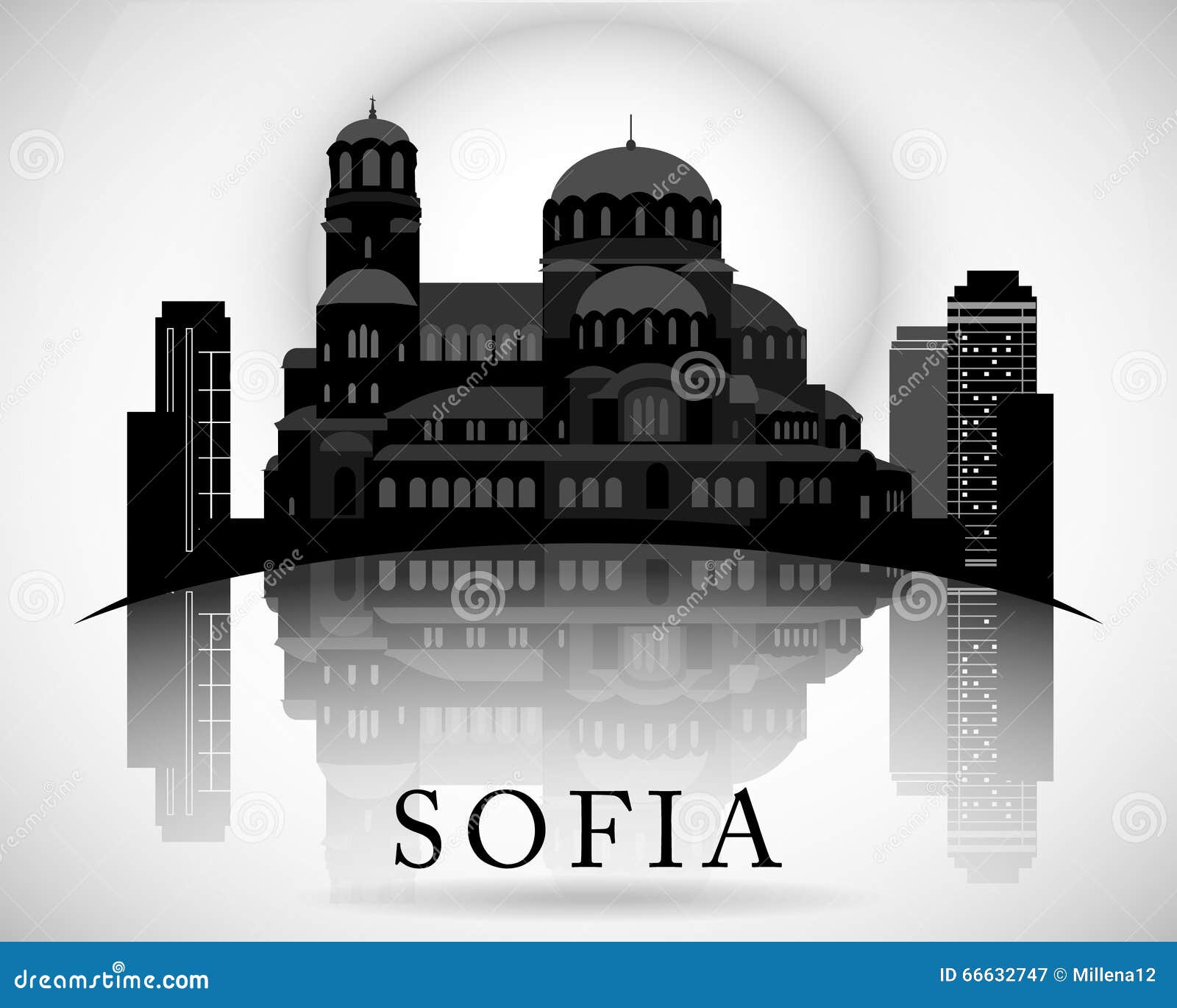 Sofia City Skyline Silhouette Vector Logo Illustration | CartoonDealer ...