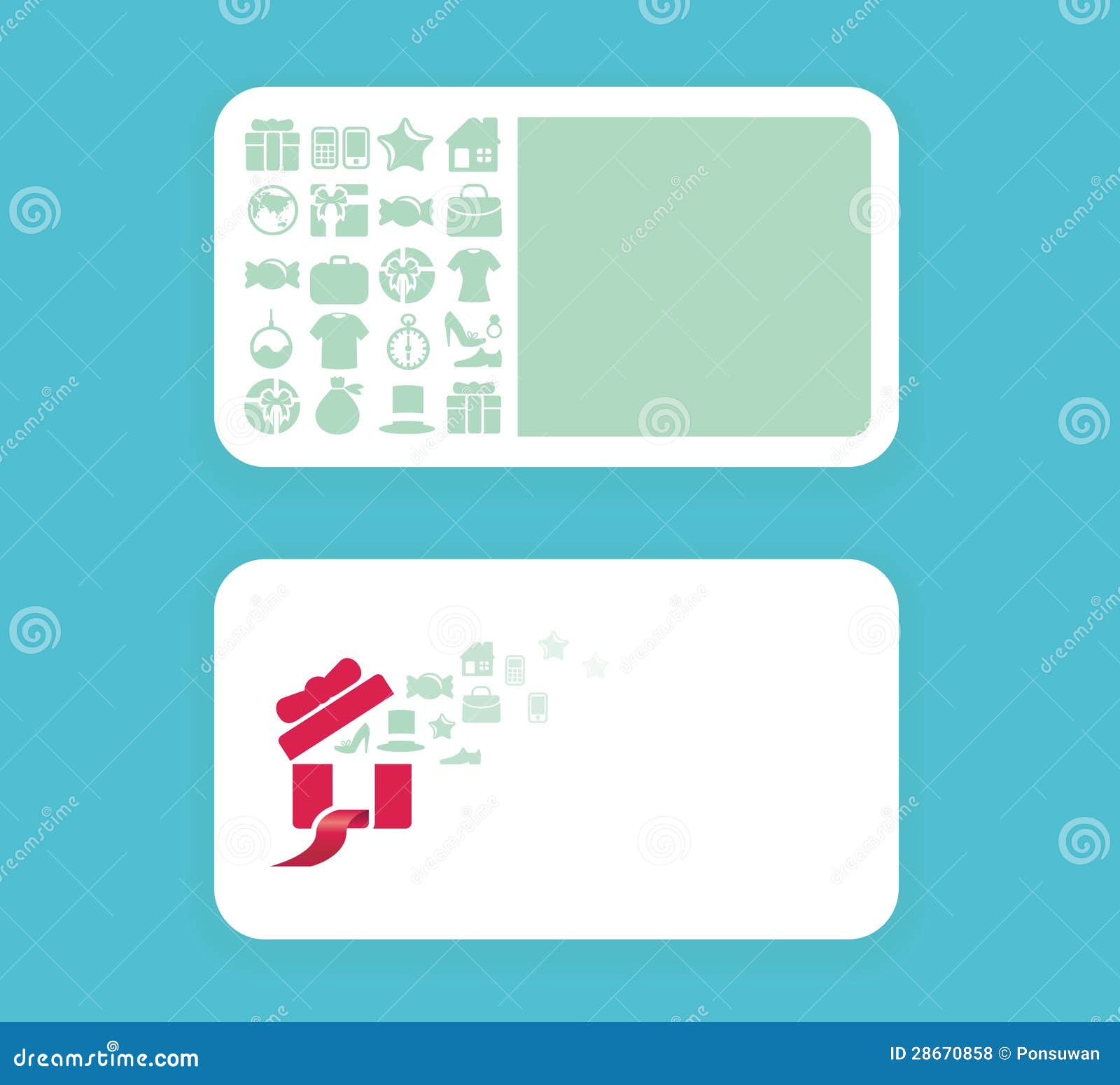 Modern Soft Color Card Design with Shopping Icons Stock Vector ...