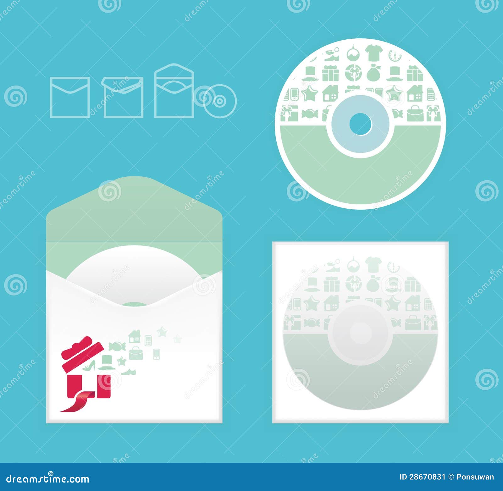 Modern Soft Color Cd Design with Icon Shopping Stock Vector ...