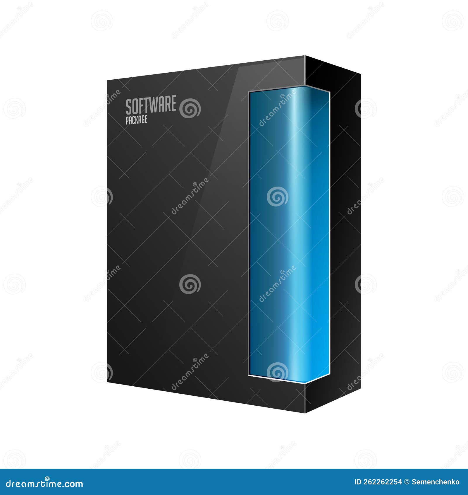 Modern Software Package Box Black with Blue Window for DVD or CD Disk ...