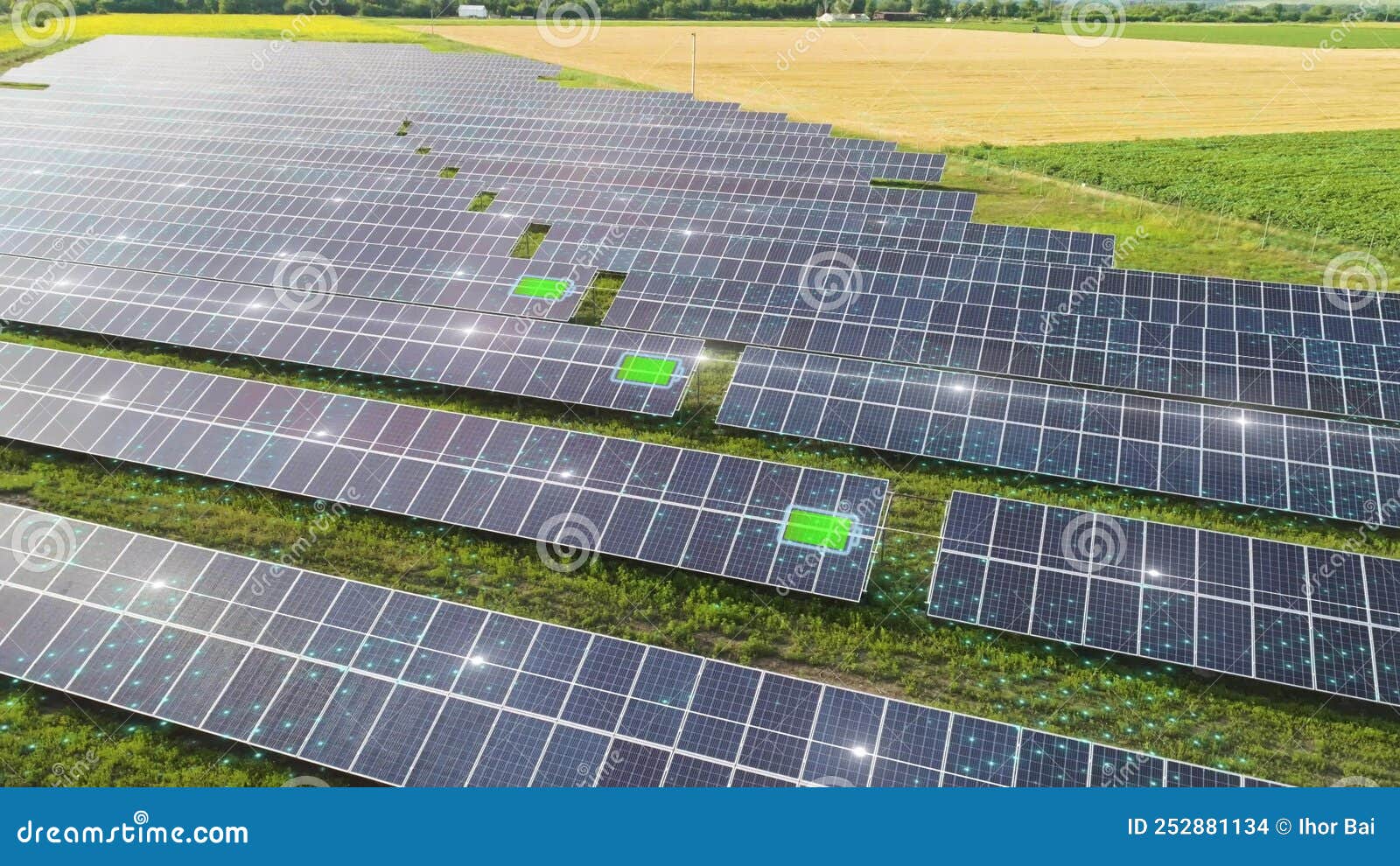 The Concept of a Modern Solar Farm. Modern Solar Farm. Visualization of ...
