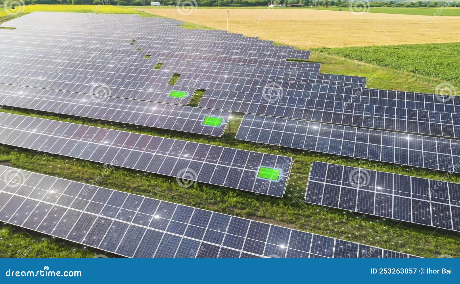 The Concept of a Modern Solar Farm. Modern Solar Farm. Visualization of ...