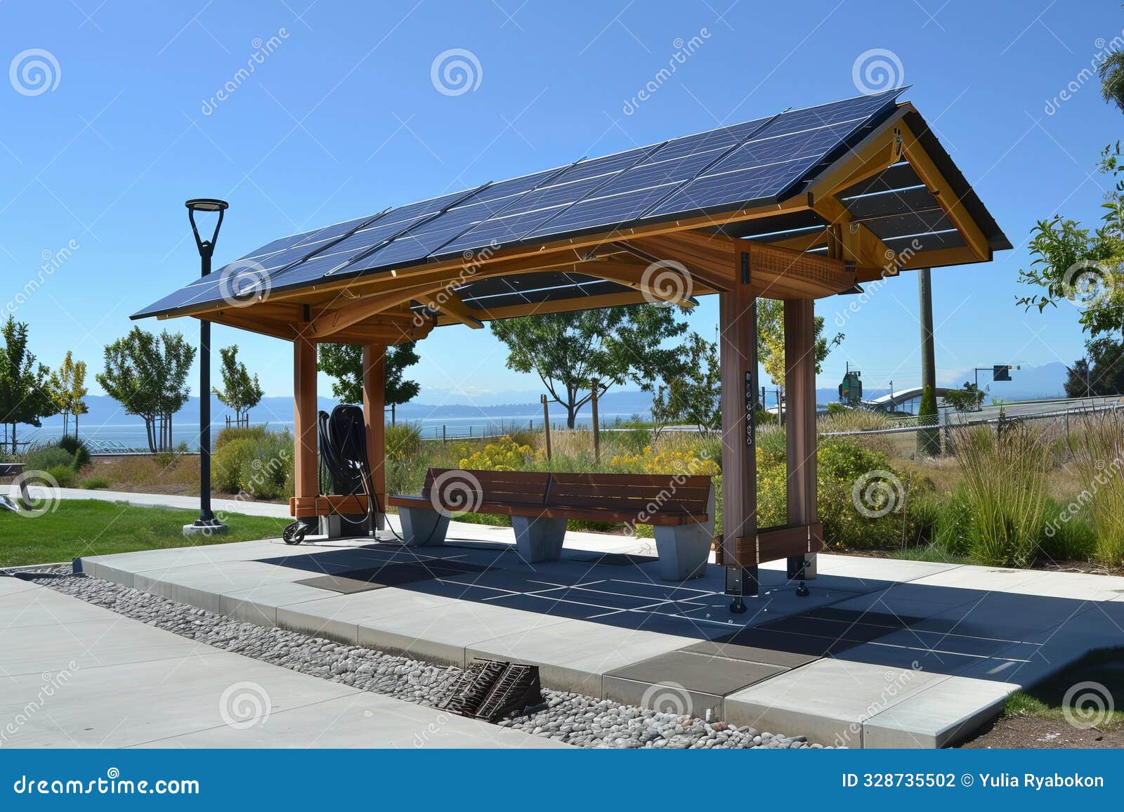 Modern Solar Panel Charging Station Providing Sustainable Energy Stock ...