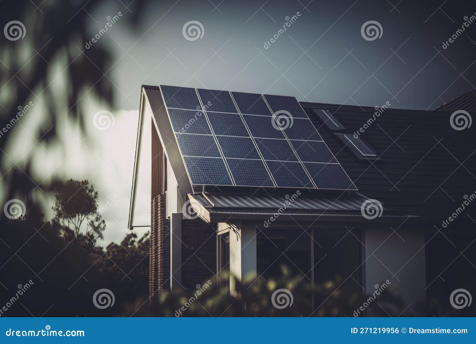 Modern Solar Panel Technology on a Home Stock Illustration ...