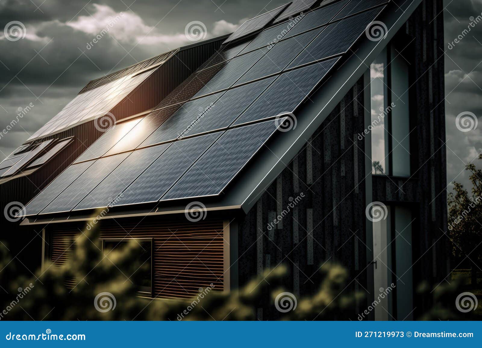 Modern Solar Panel Technology on a Home Stock Illustration ...