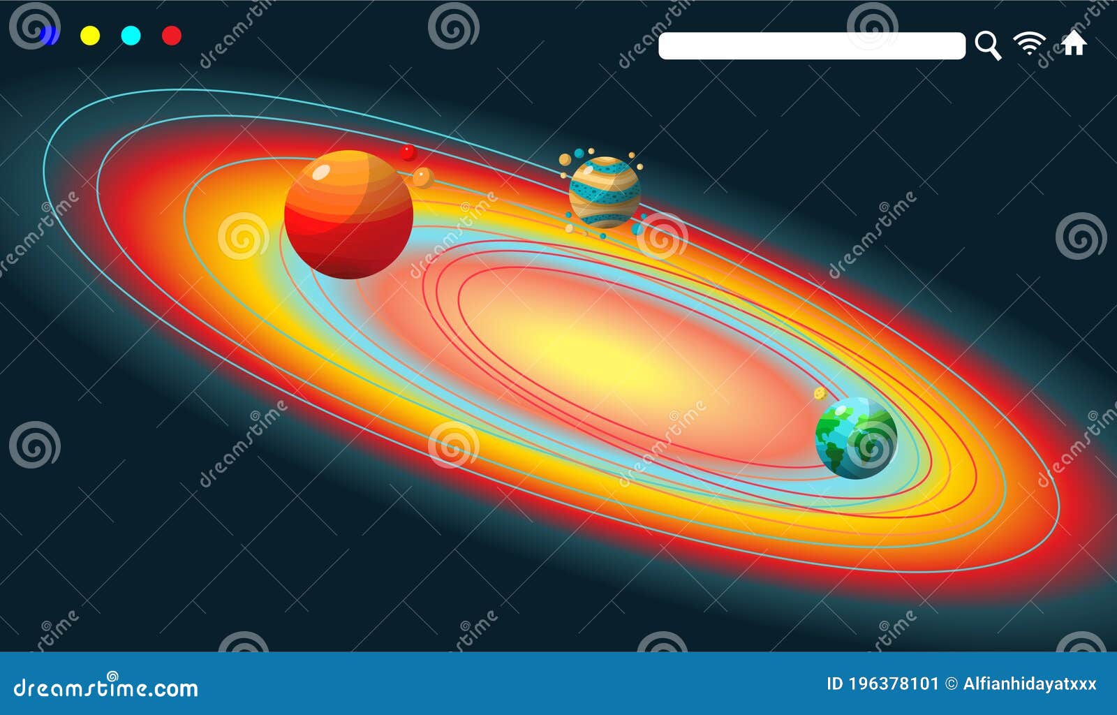 Modern Solar System Background Illustration Design with Beautiful ...