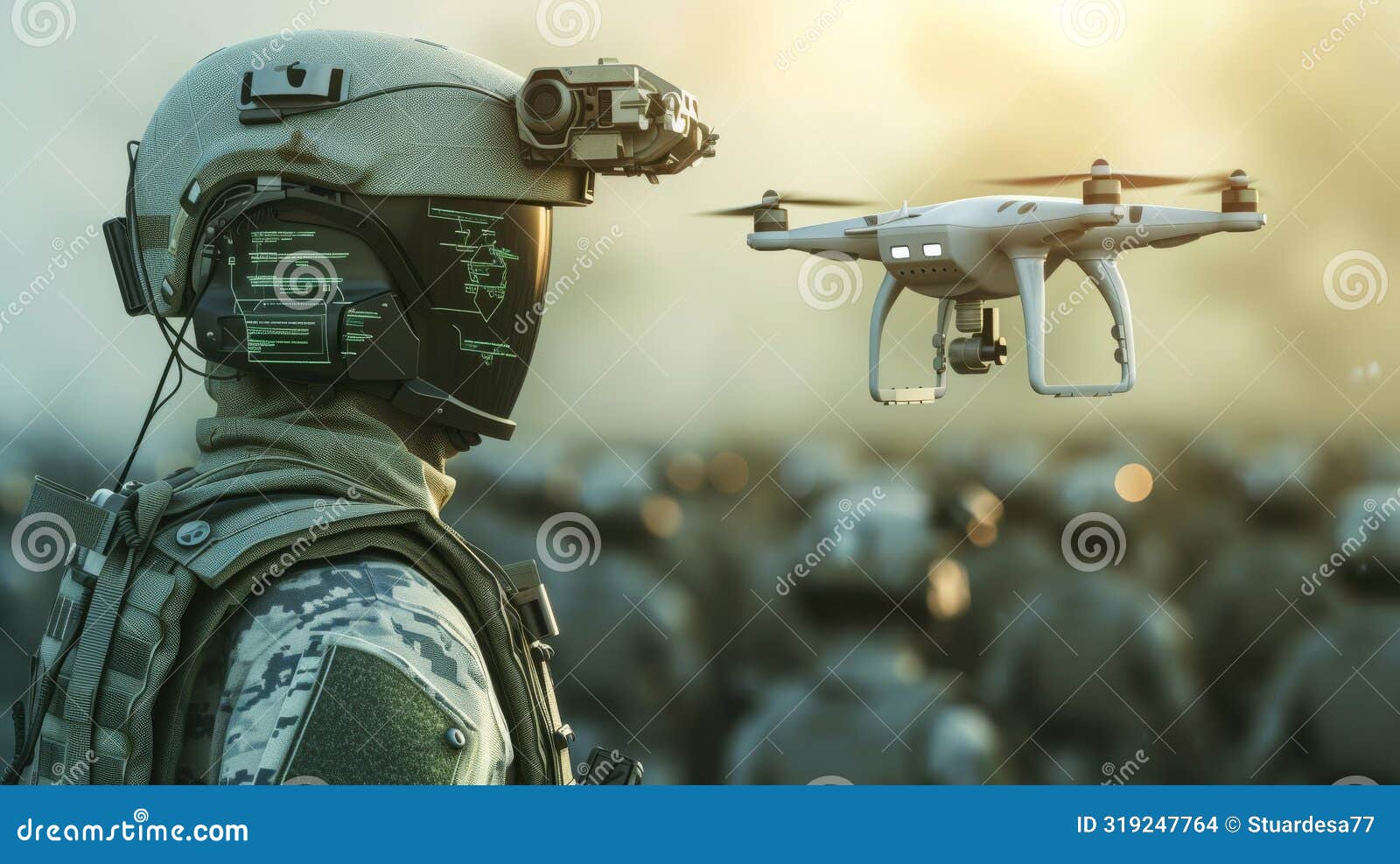 Modern Soldier Monitoring Drones Stock Photo - Image of technology ...