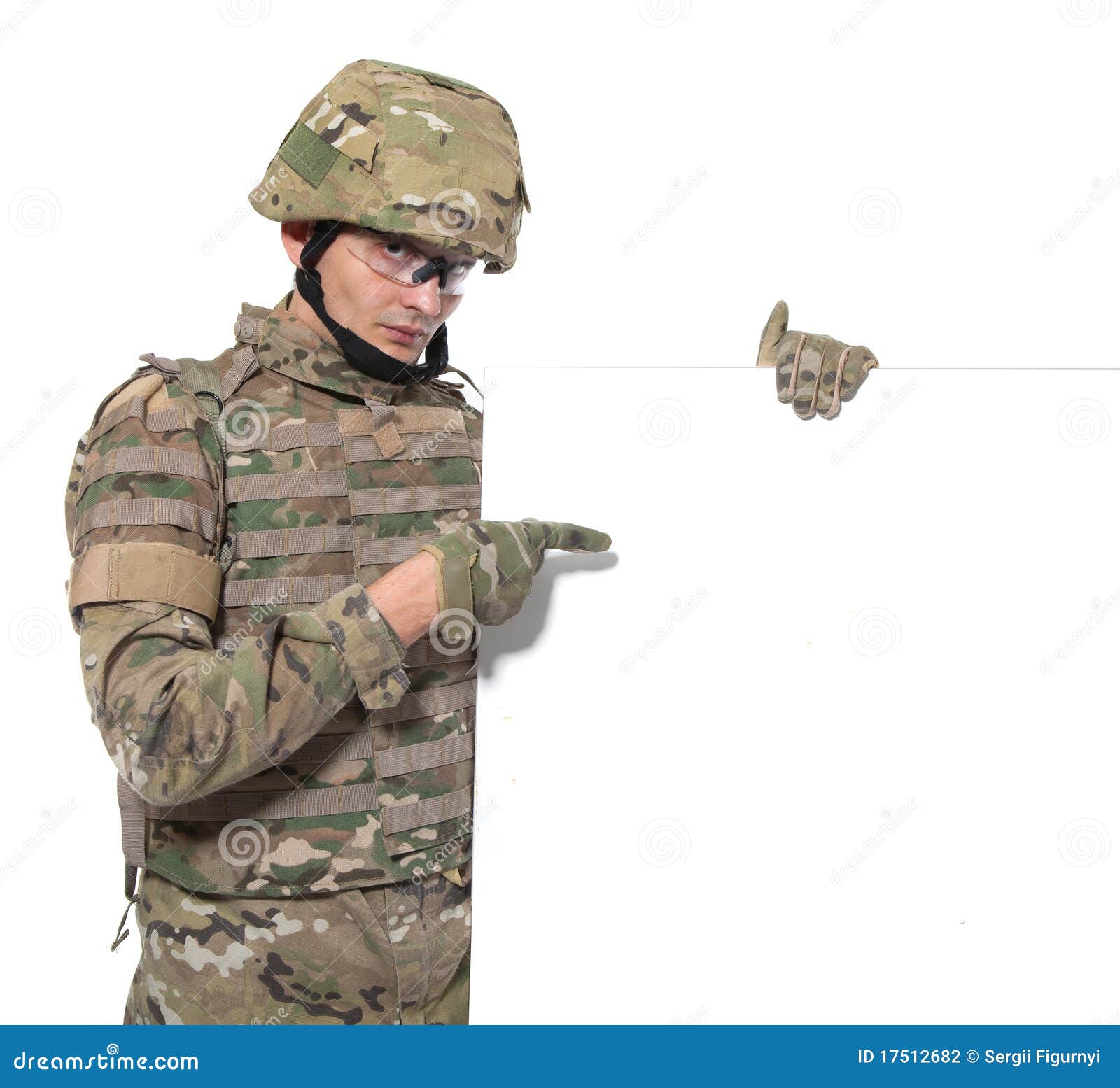 Modern Soldier Holding a Poster Stock Photo - Image of people, finger ...