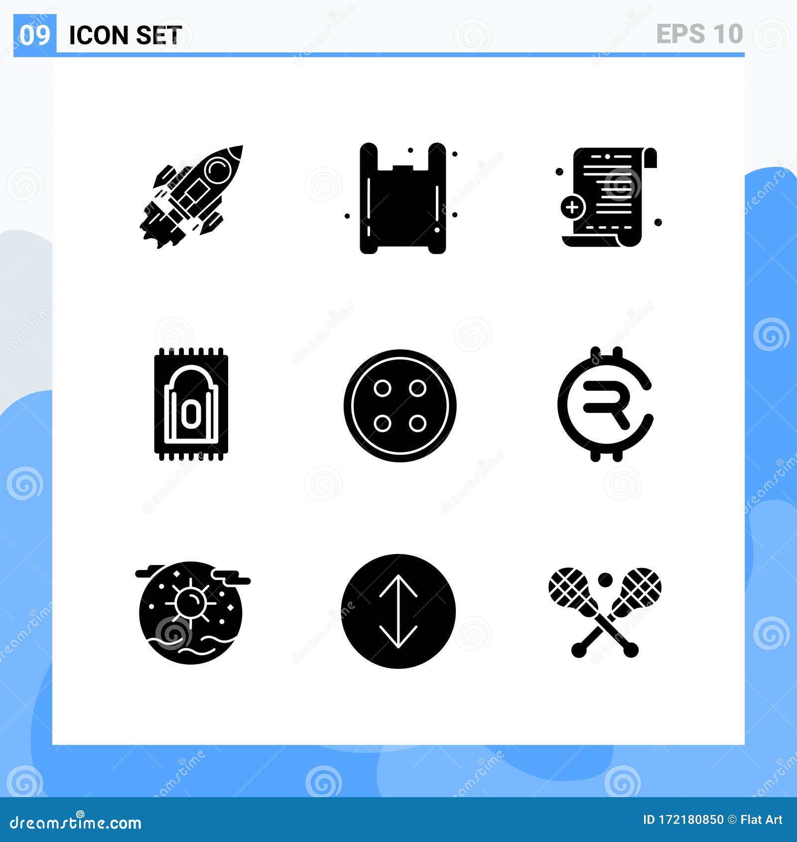 Modern 9 Solid Style Icons. Glyph Symbols for General Use. Creative ...