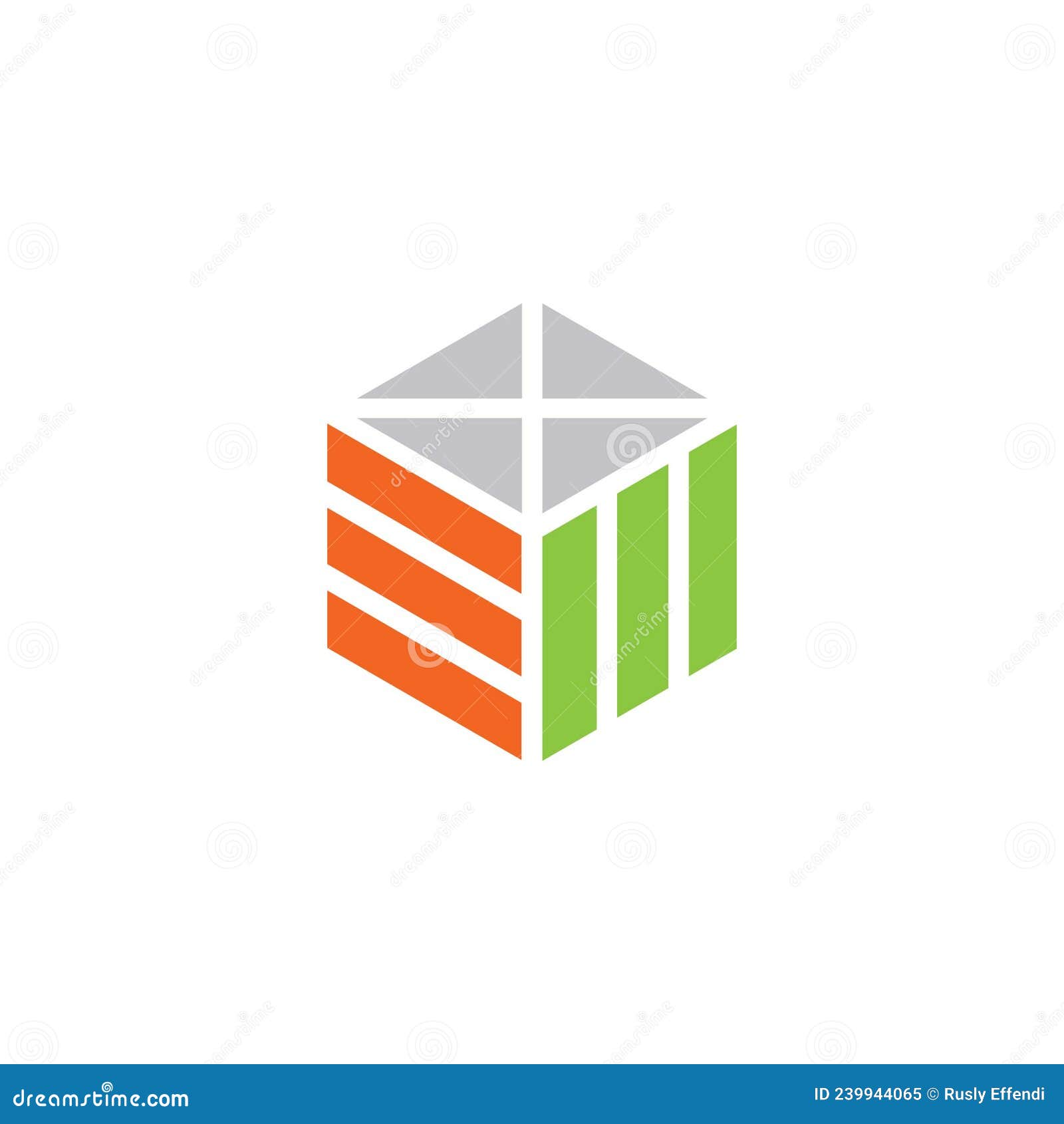 A Modern and Sophisticated Cube Logo Design with Initials EM 3 Stock ...