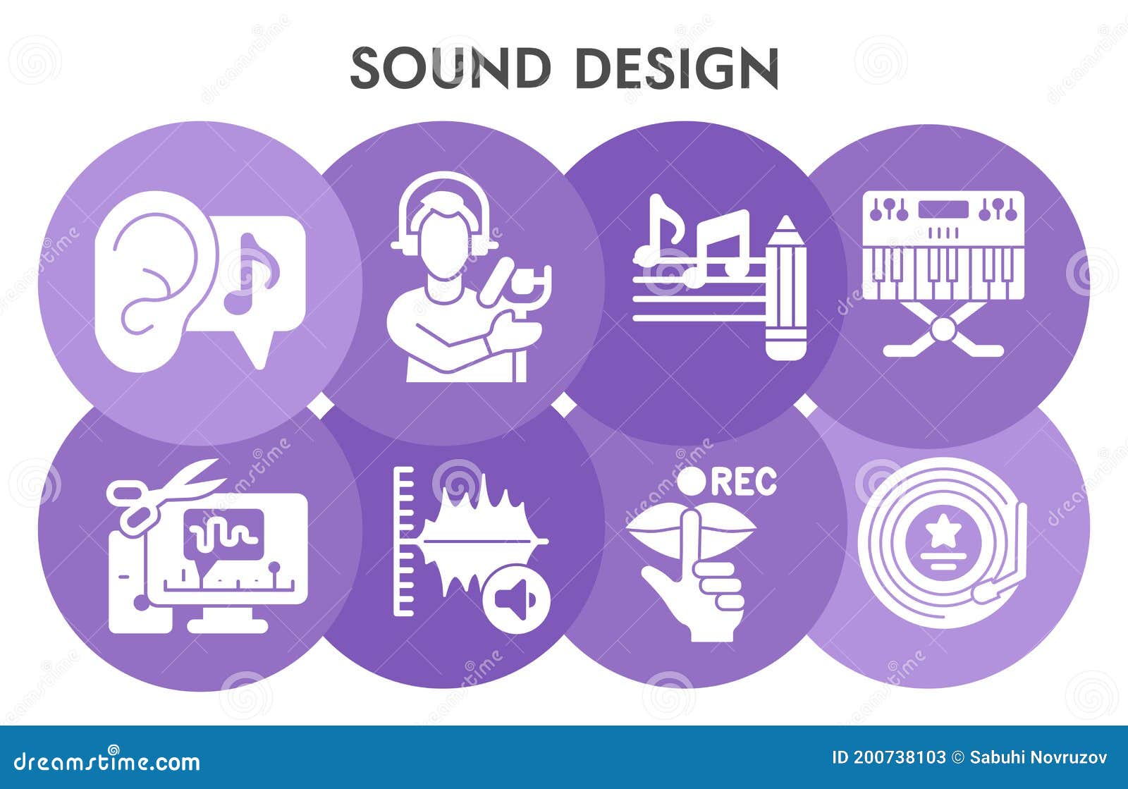 Modern Sound Design Infographic Design Template with Icons. Music ...