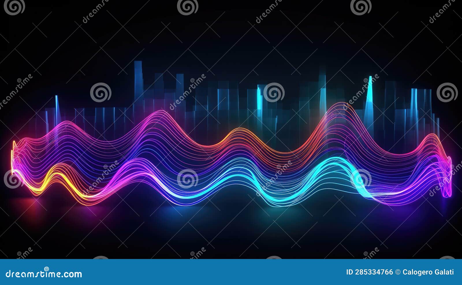 Modern Sound Waves Wallpaper Made Out of Neon Lights, Ai Generated ...